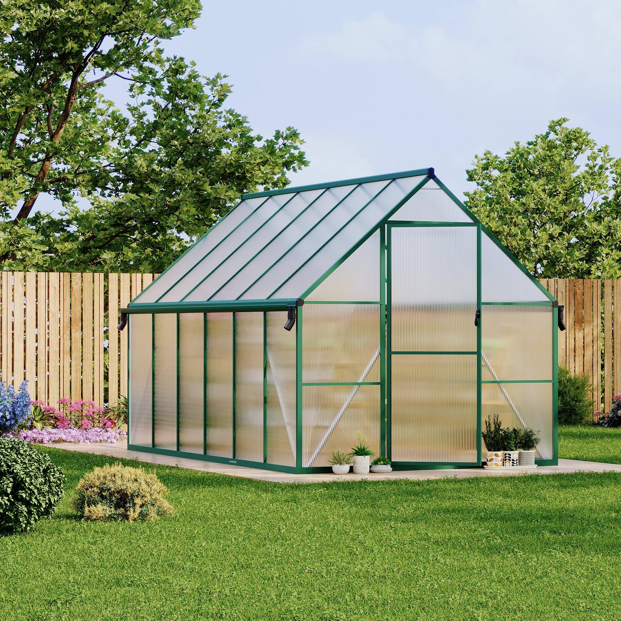 Jojoka 8x12 FT Heavy Duty Aluminum Framed Polycarbonate Greenhouse with ...