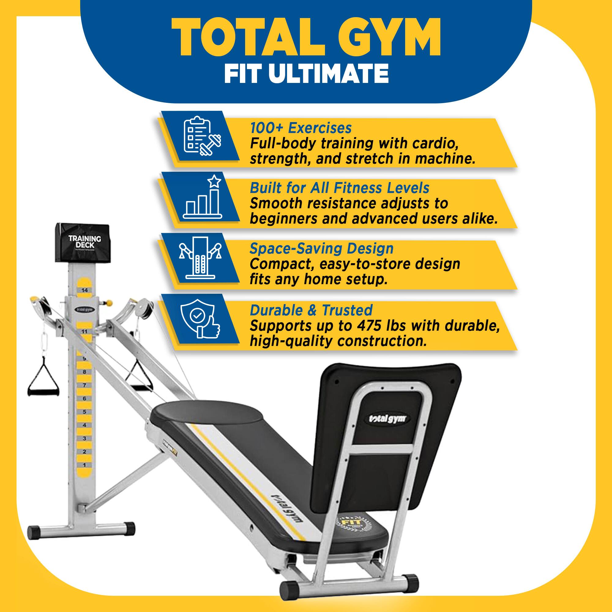 Total Gym FIT Ultimate Home Fitness Full Body Workout Exercise ...