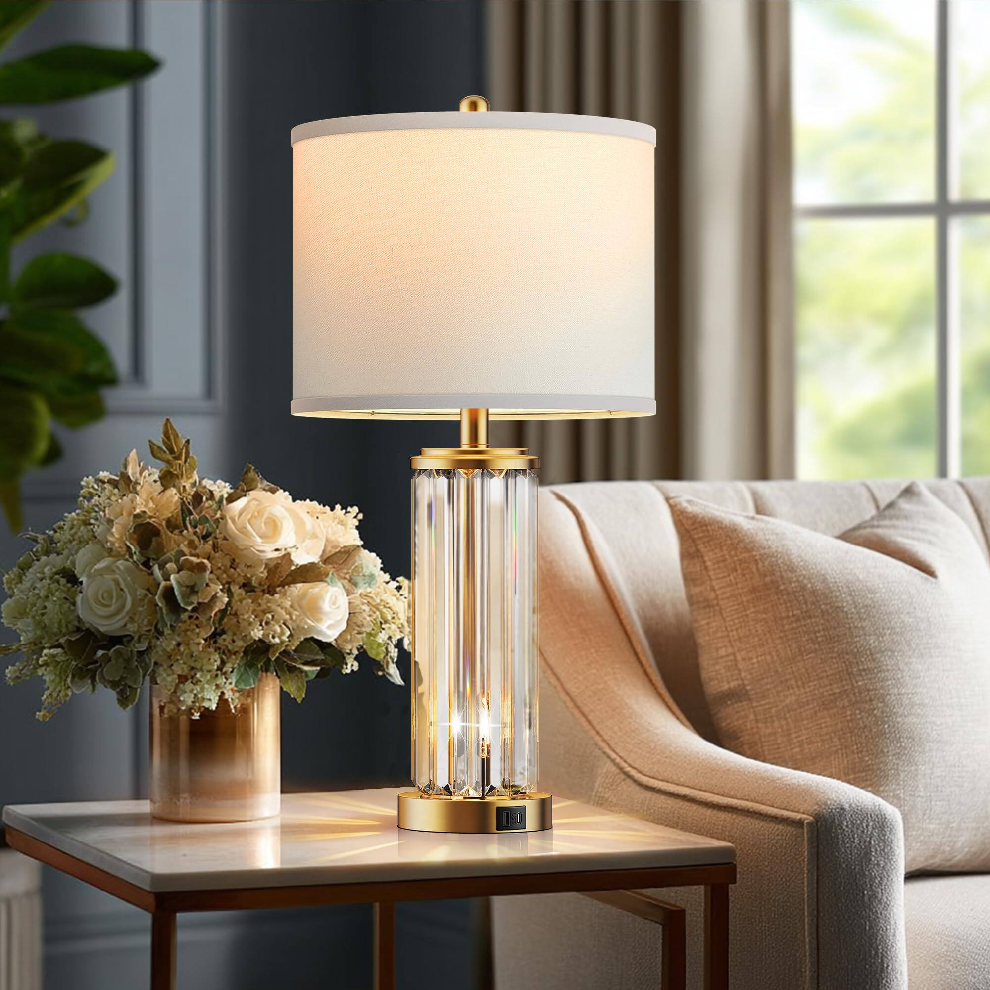 HM 1810 QiMH Gold Table Lamps Bedroom Set Nightlight Modern Bedside ...