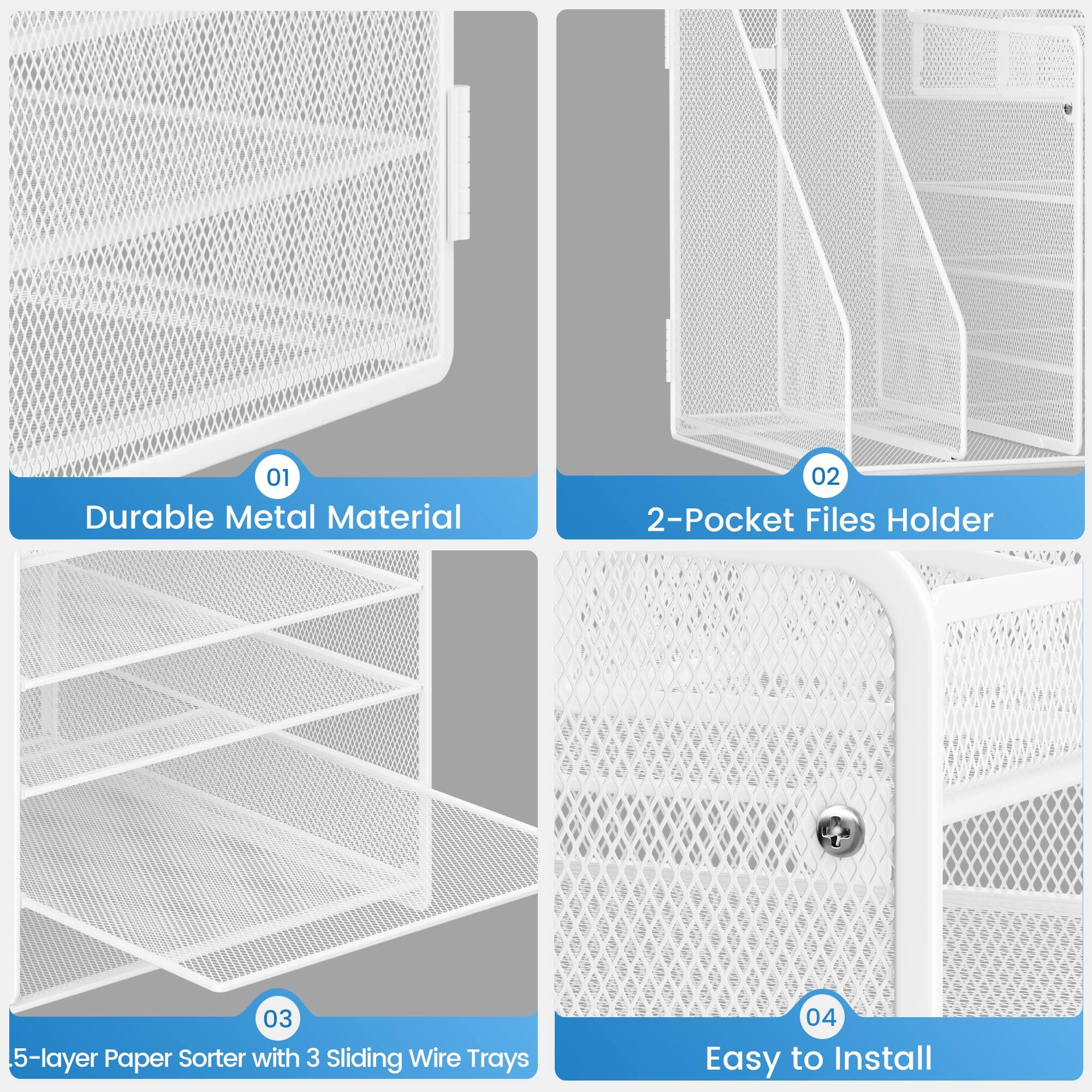 Paradigms Interiors 5 tier Desk Organizer With 2 File Holders Metal ...