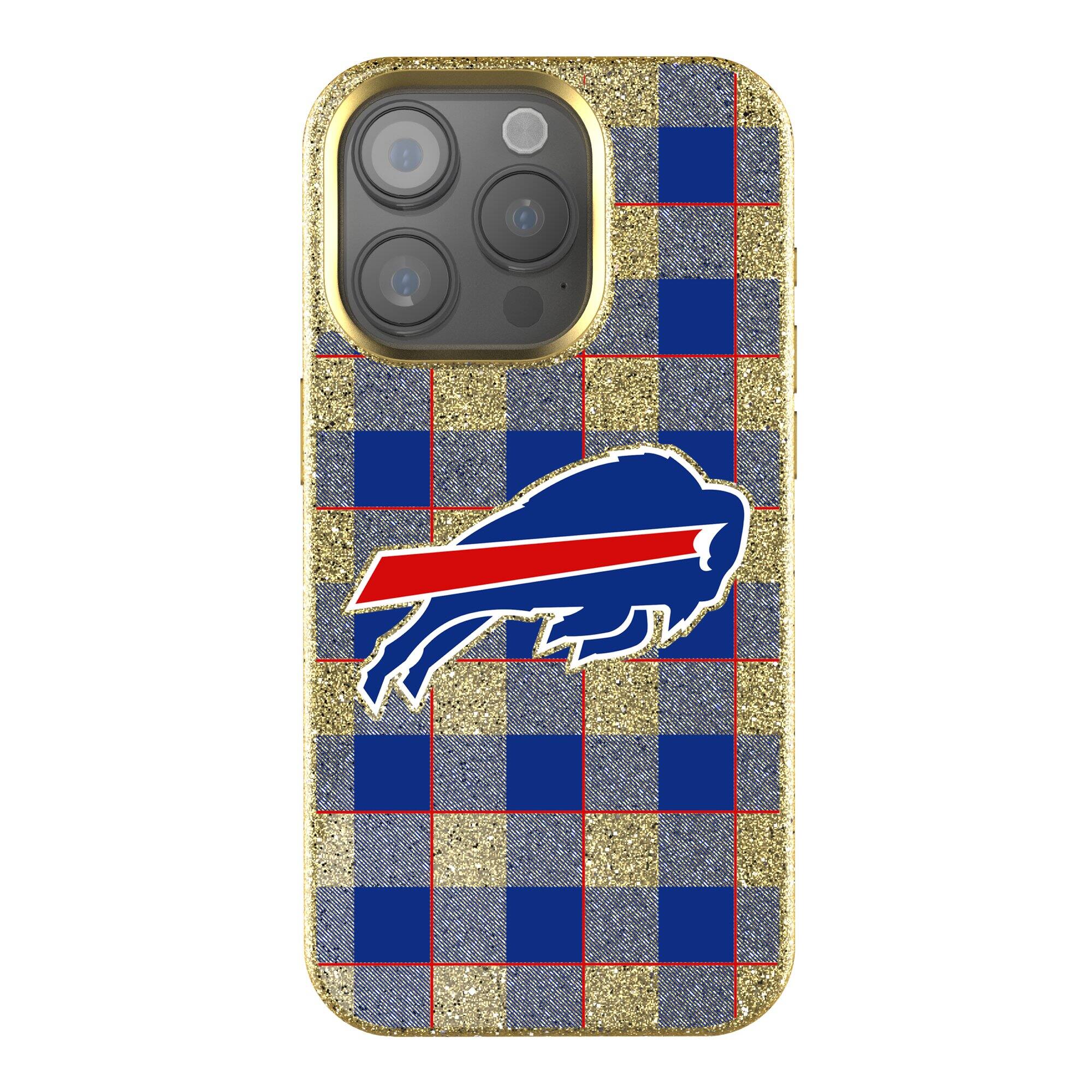 Keyscaper NFL Buffalo Bills Plaid Bling iPhone Case 15 Pro Max Gold ...