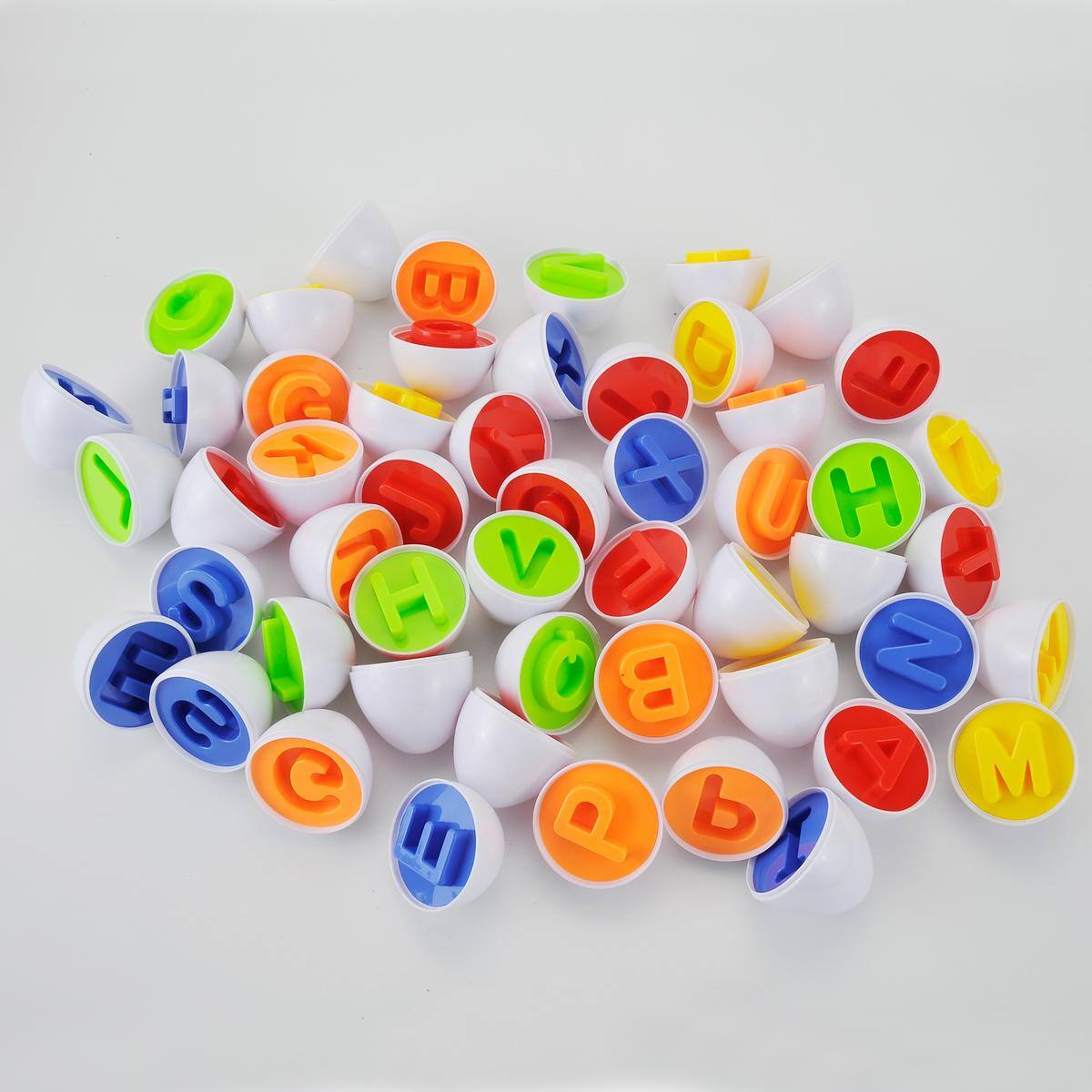 JuzToys 26pcs Letters & Color Matching Eggs Toys – Alphabet Recognition ...