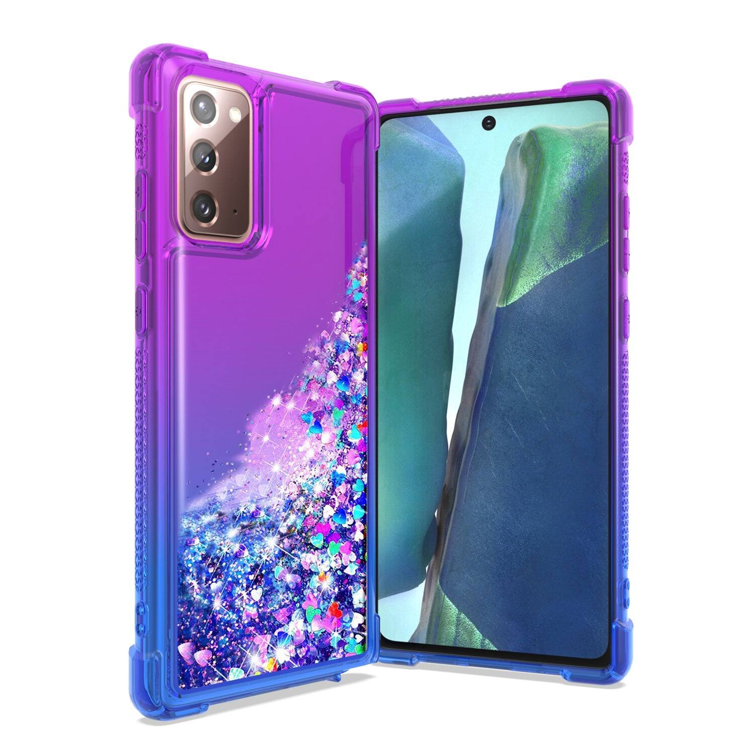 Reiko Shiny Flowing Glitter Liquid Bumper Case For Samsung Galaxy Note 20 In Purple - Best Buy