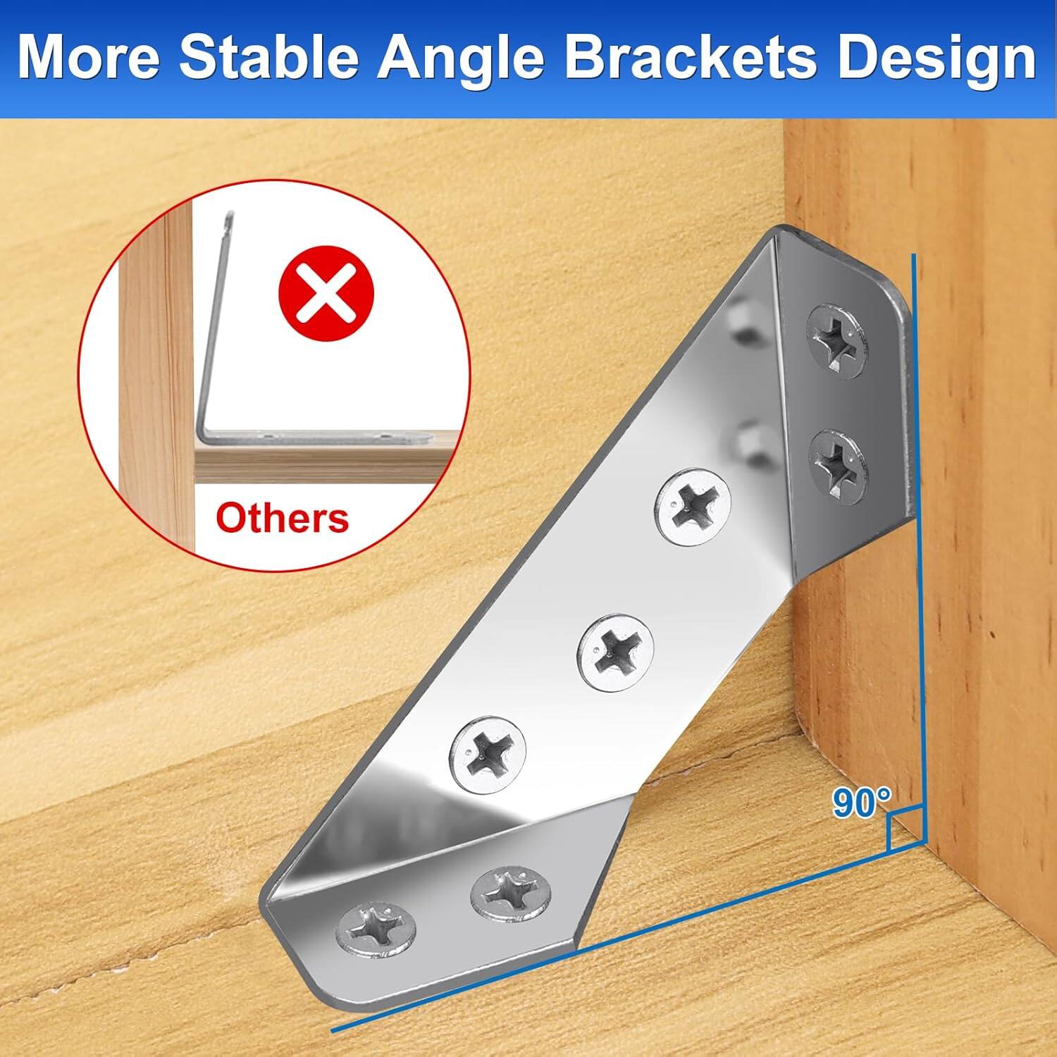 Auledio 20PCS Universal Stainless Steel Corner Brackets for Wood,Sturdy ...