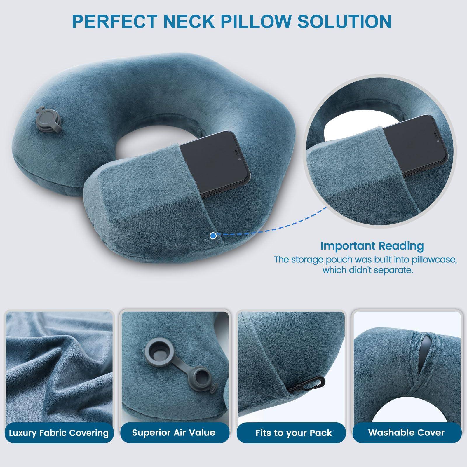 MAGICAL RUBS Inflatable Travel Neck Pillow For Airplane Car Washable ...