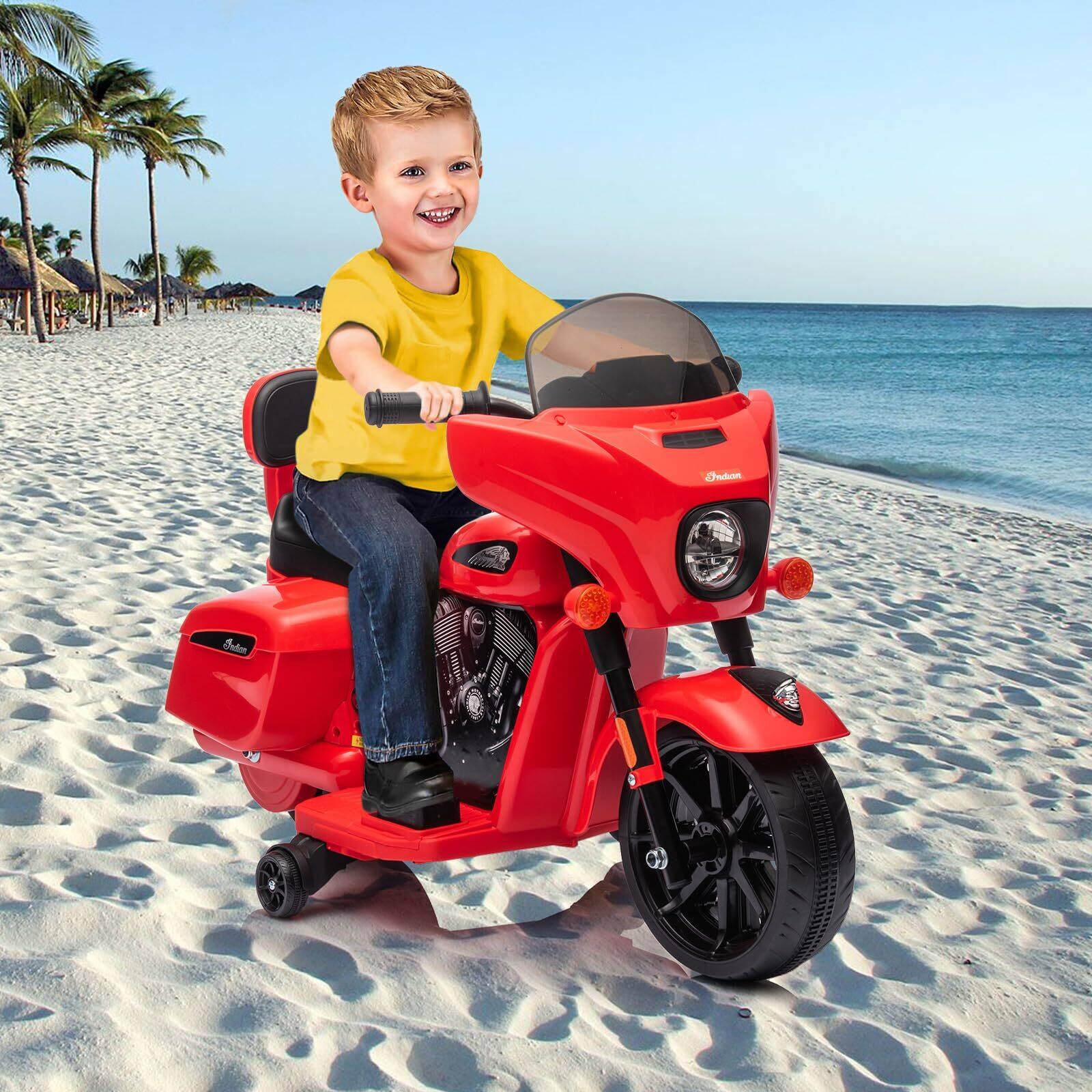 Qeetex 6V Licensed Kids Ride On Motorcycle, Electric Bike w/Training Wheels, Music, Lights ...
