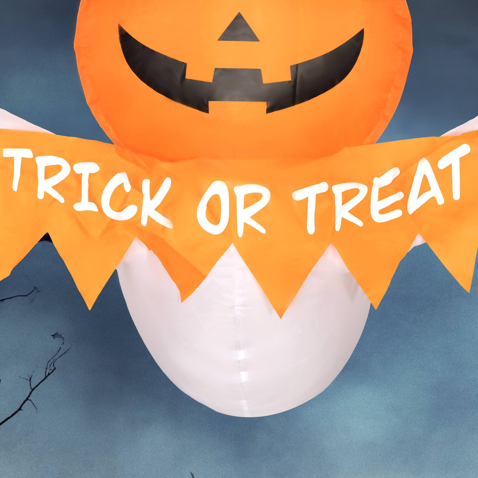 Outsunny 3.4ft Halloween Inflatables Window Sticker Ghost Face, Blow Up ...