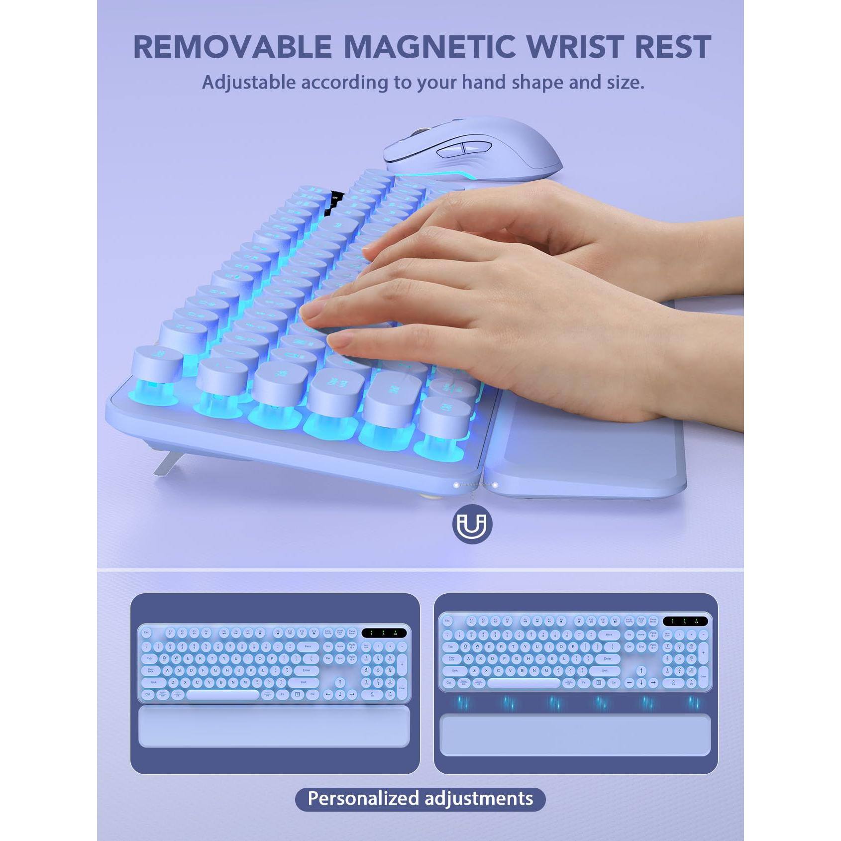 Pacoar Cade Wireless And Mouse Backlit Typewriter With Retro Round ...