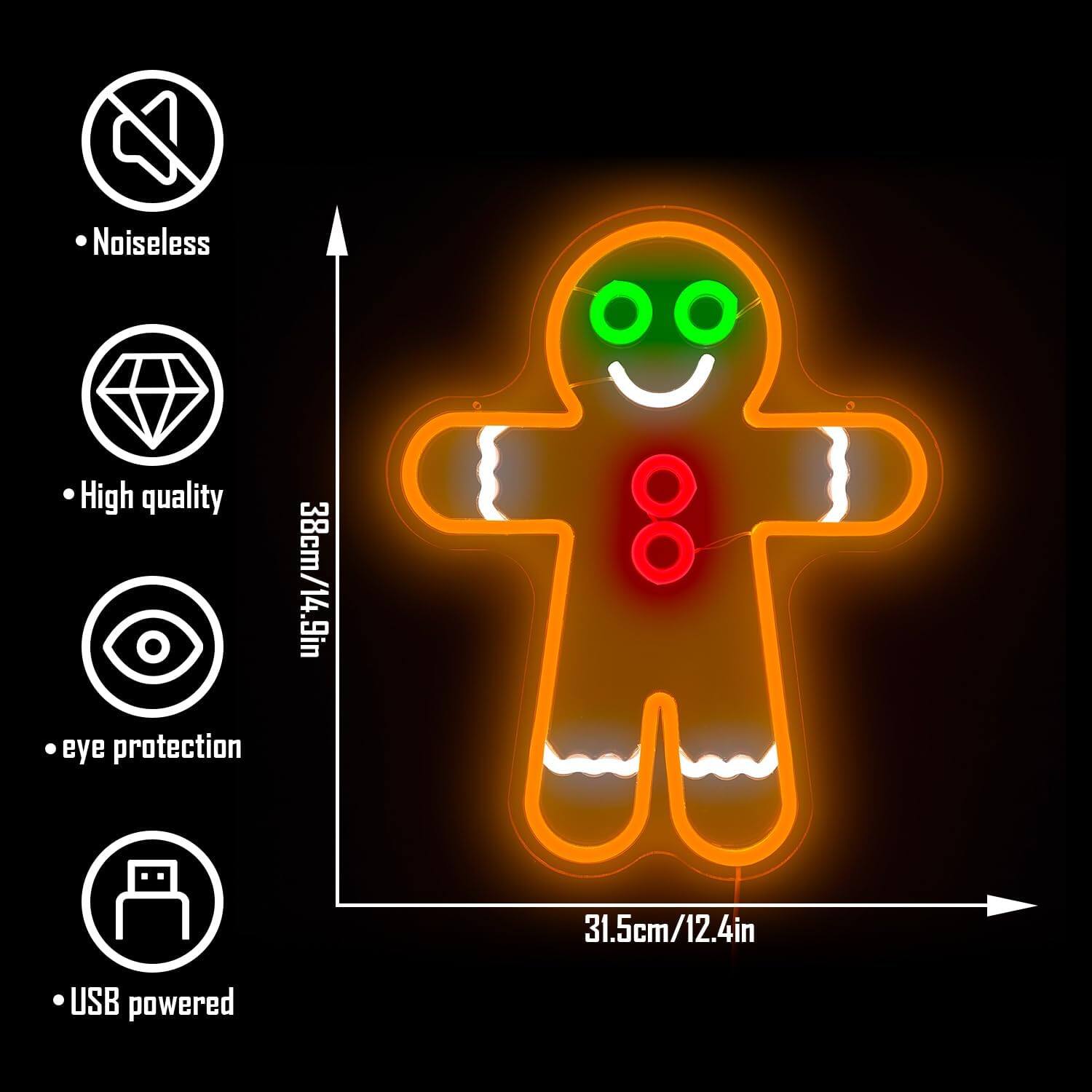 Auledio Gingerbread Man Neon Sign for Wall Decor Christmas Neon Signs ...