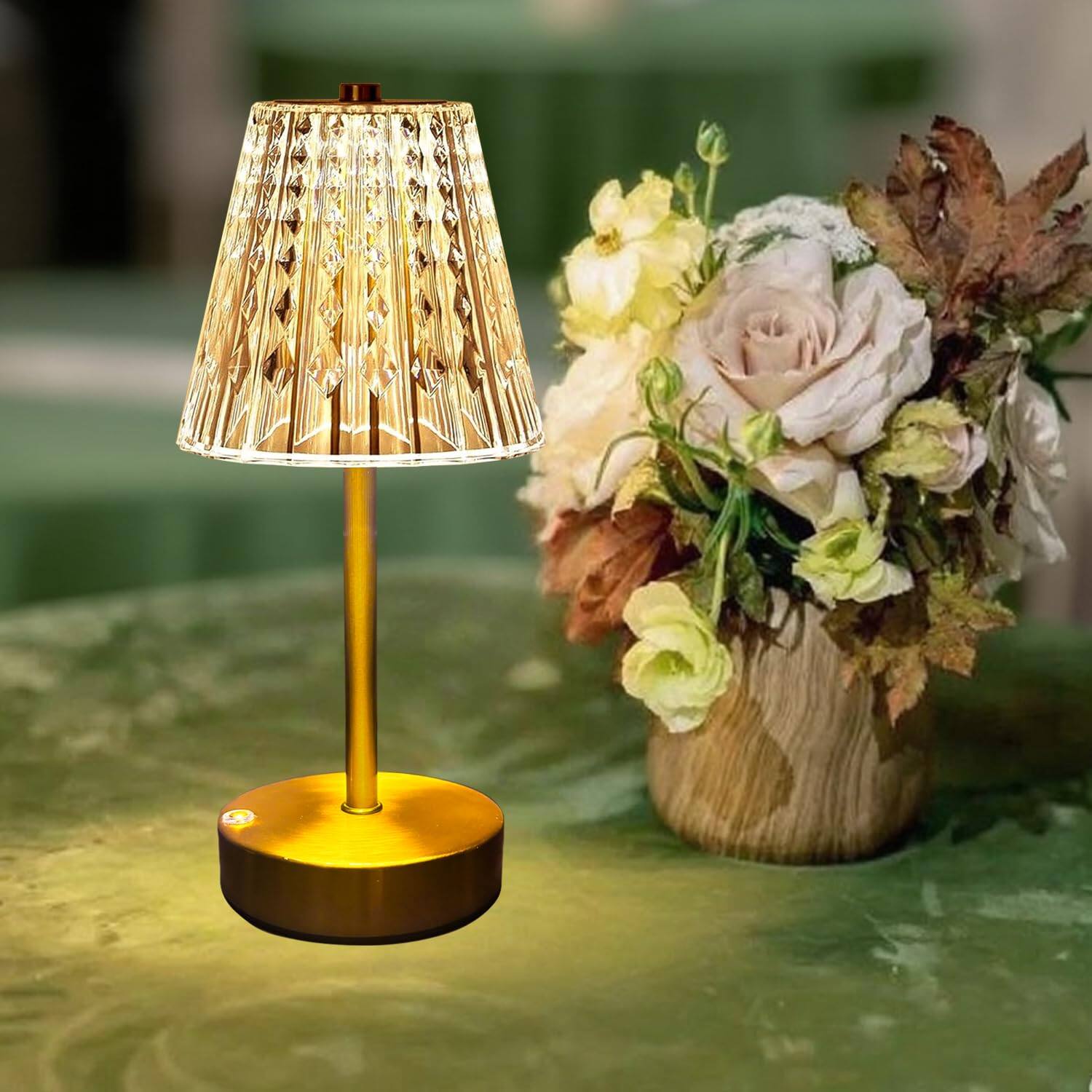 HM 1810 Gold Cordless Table Lamp Rechargeable 5000mAh Battery Operated ...