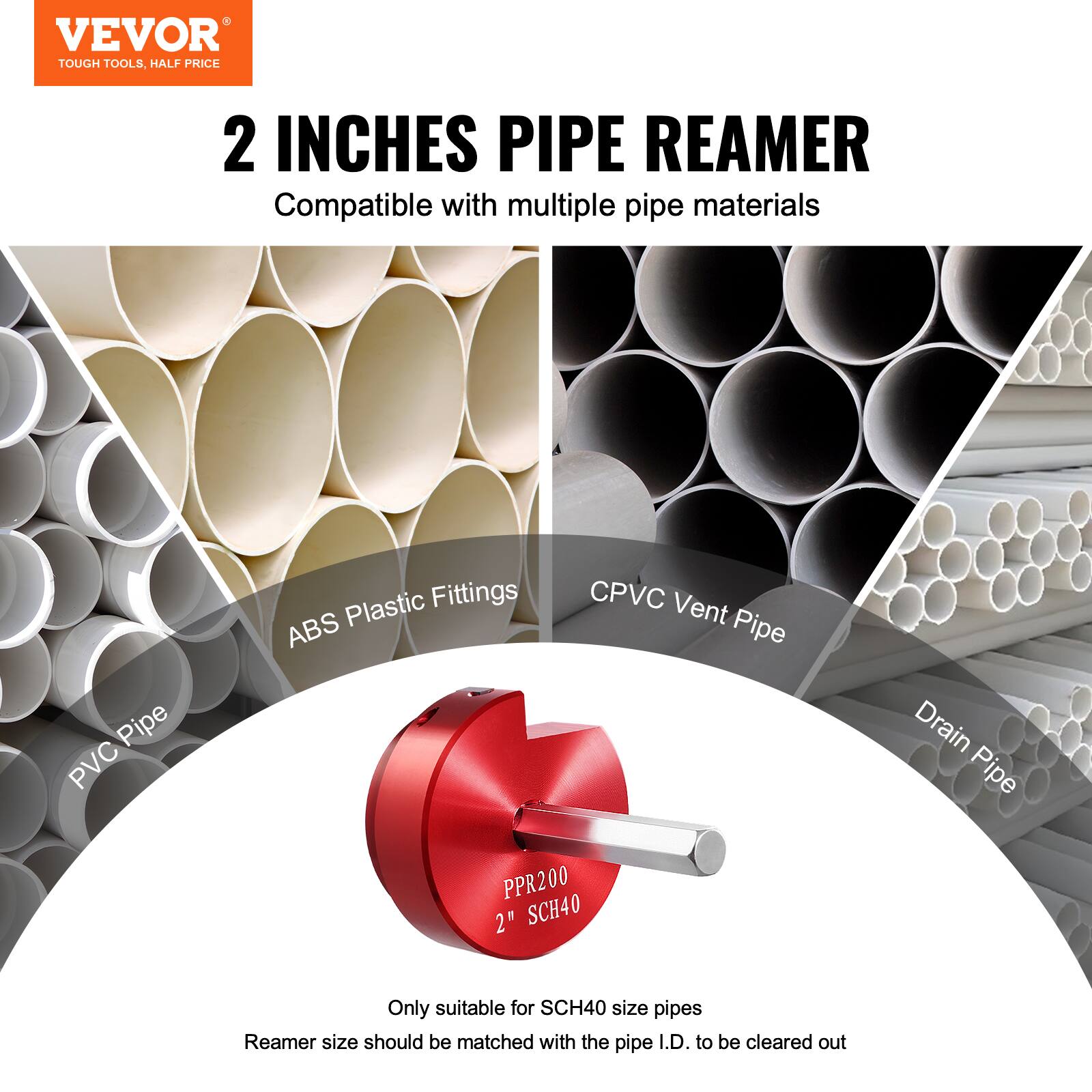 VEVOR 2 In PVC Pipe Reamer, Aluminum Alloy, PVC Pipe Fitting Saver, for ...