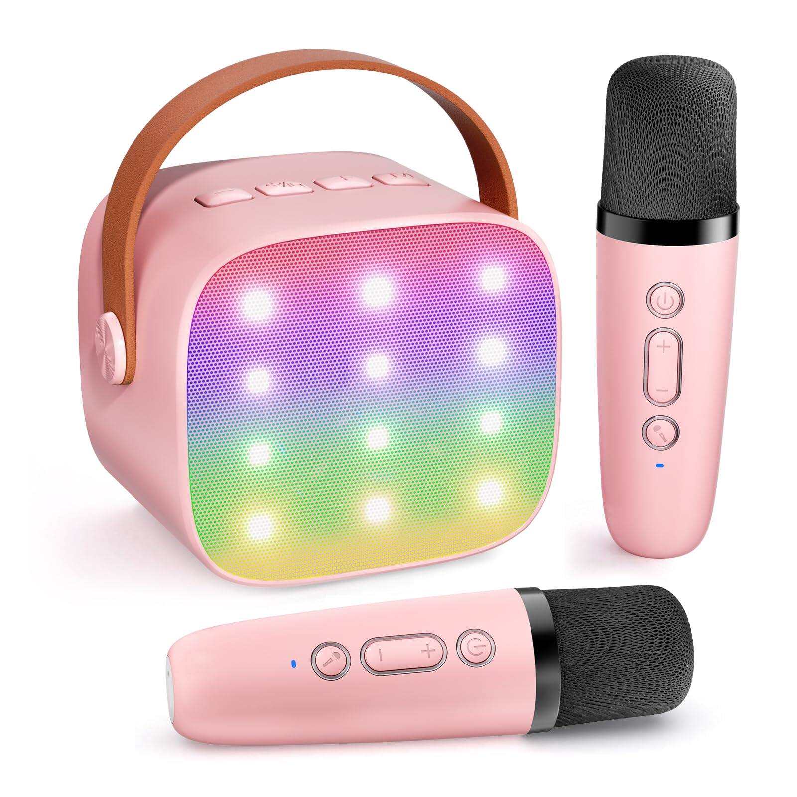 Dazzling Pops Mini Karaoke Machine Microphone Portable With 2 Wireless ...
