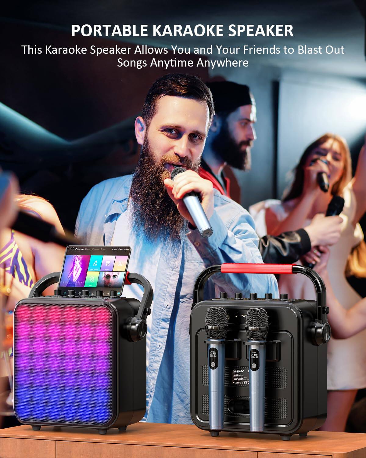 Dazzling Pops Karaoke Machine For Adults With Full screen Led Lights ...