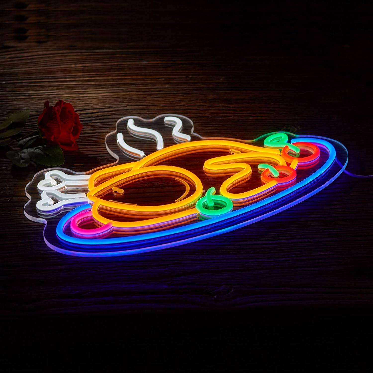 Auledio Grilled Chicken Neon Sign for Wall Décor Dimmable Roast Chicken ...