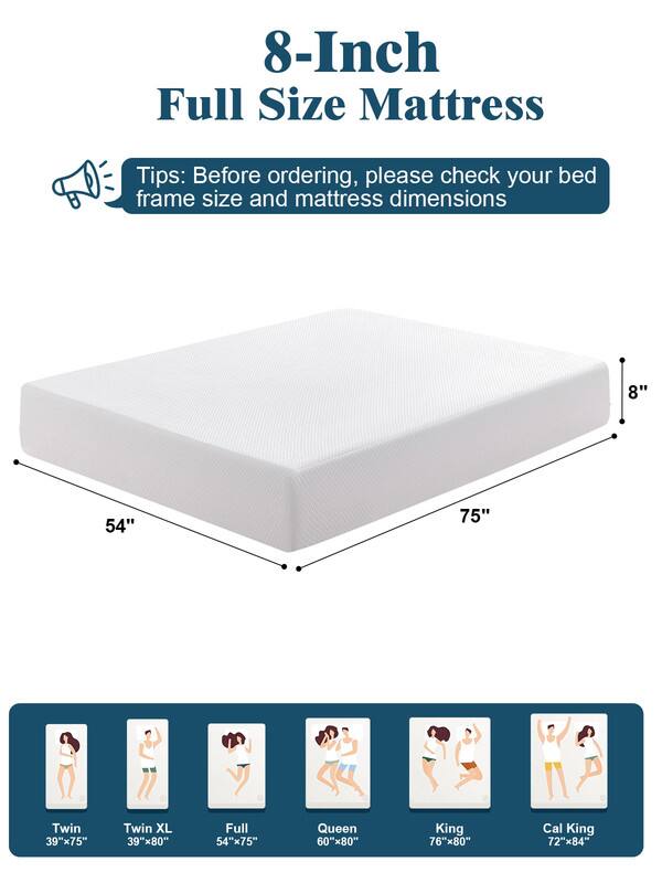 Vipbear 10 " Full Size Extra Firm Memory Foam Mattresses with Tencel ...