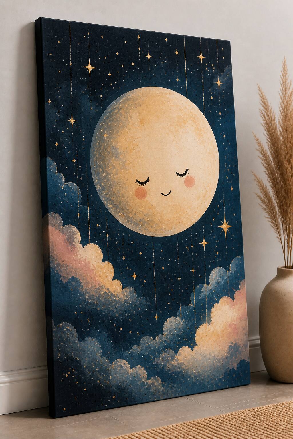 FC Design Large Ready to Hang 24x36" Moon Art Painting Home Wall Décor ...