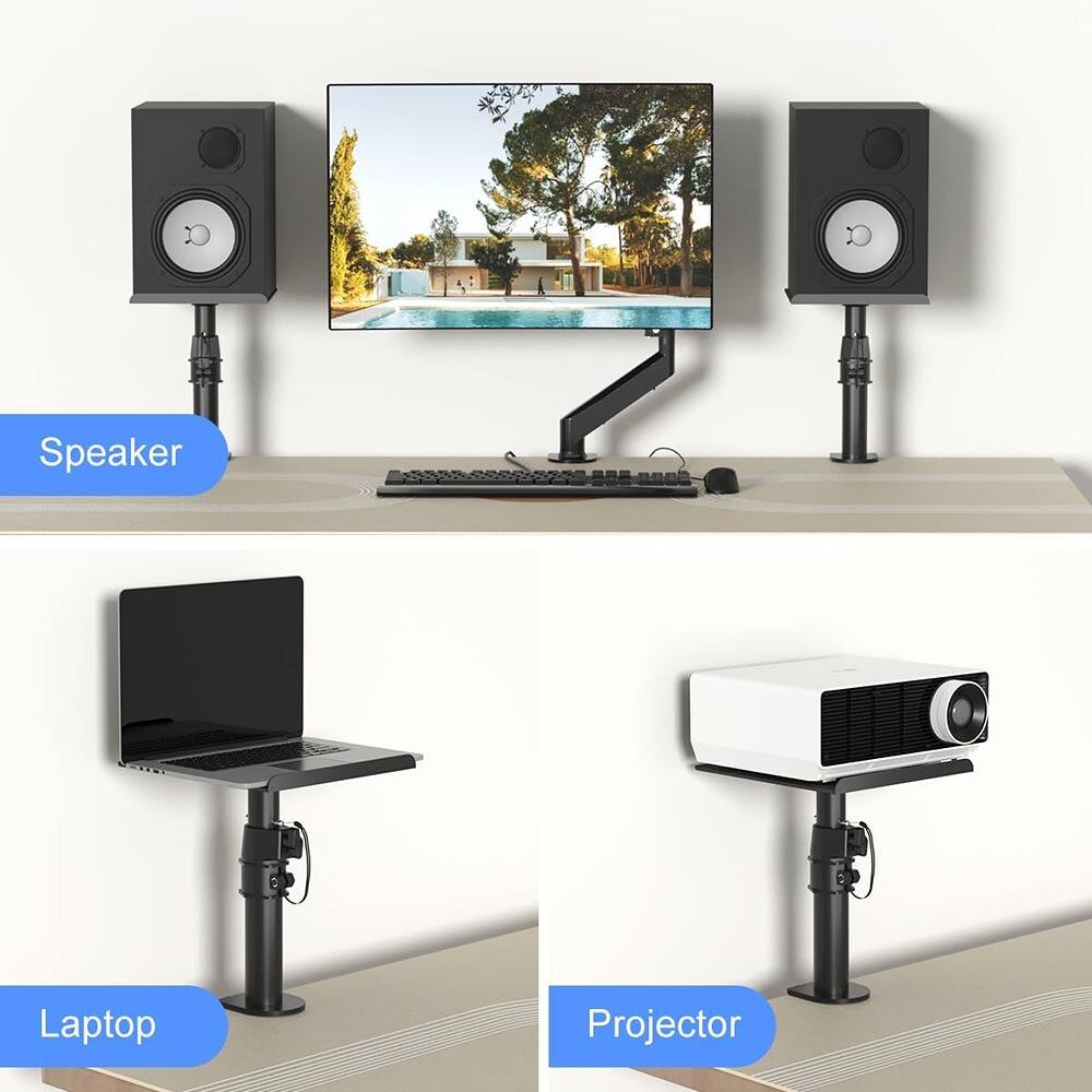 PARKER SLATER Clamp on Speaker Stand Desk Mount Set, Height Adjustment ...