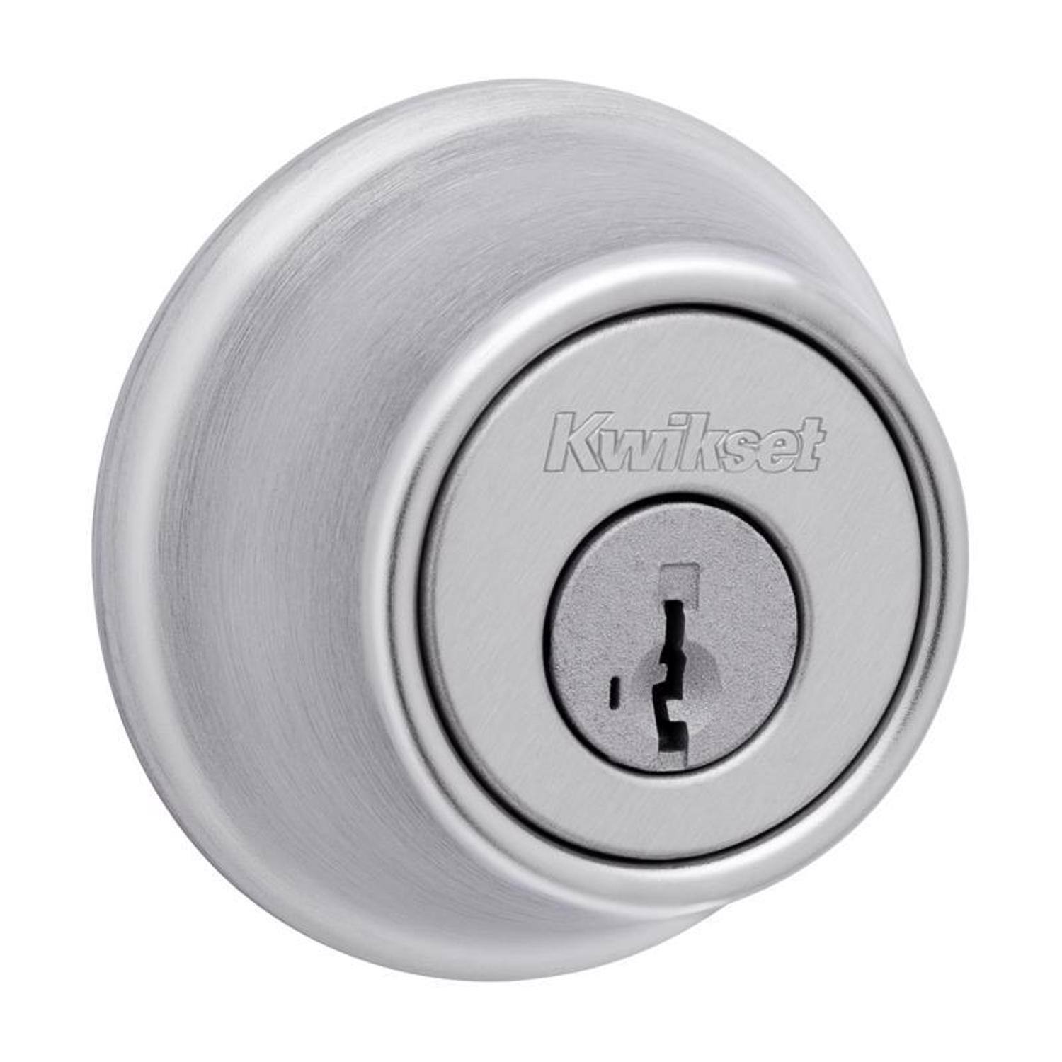 Kwikset SmartKey Security Satin Chrome Metal Single Cylinder Deadbolt ...