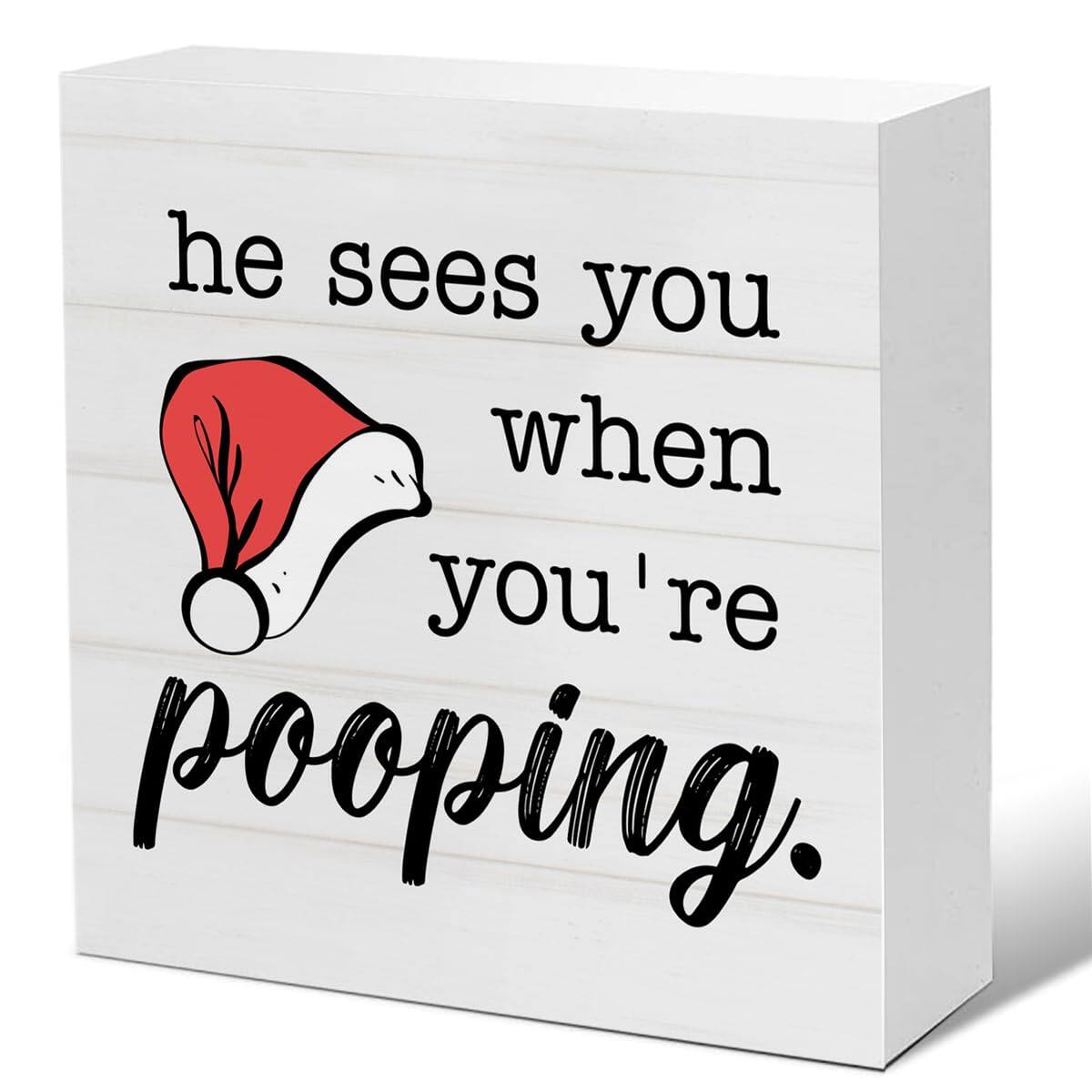 Paradigms Interiors Christmas Bathroom Decorations He Sees You When You ...