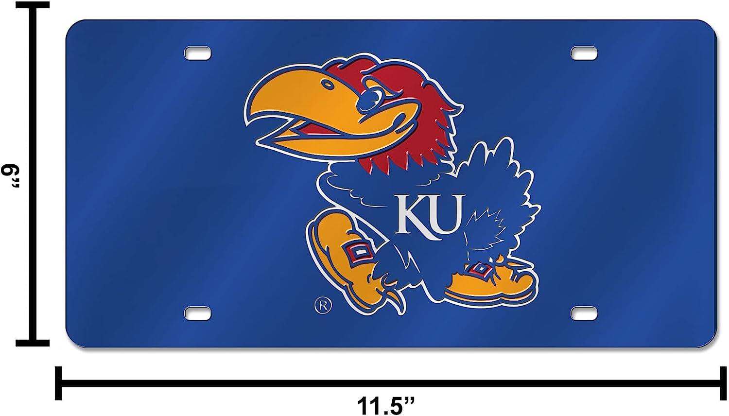 Rico Industries Kansas Jayhawks Blue Mirrored Laser Cut License Plate ...