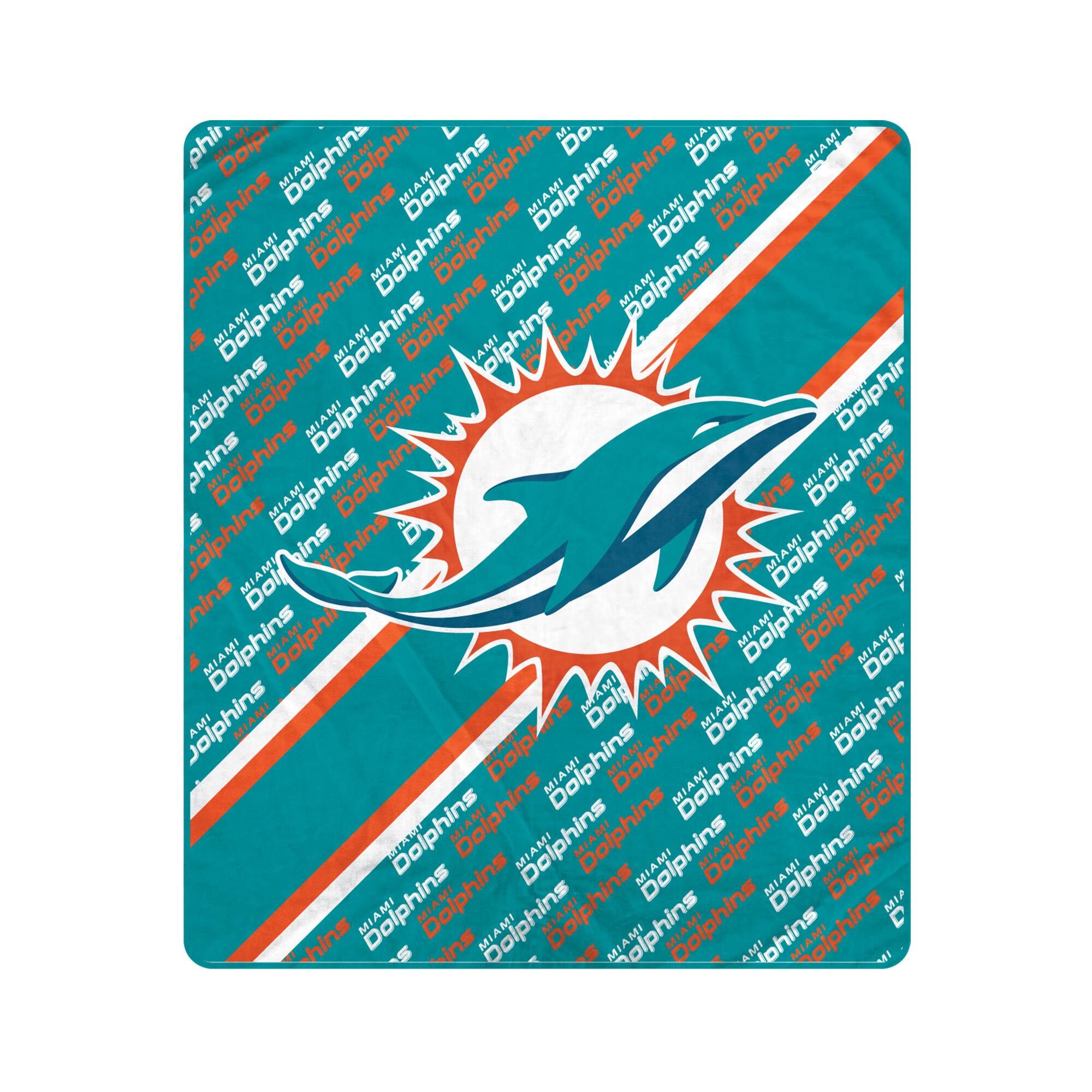 Pegasus Miami Dolphins 50" x 60" Diagonal Lined Wordmark Ultra Soft ...