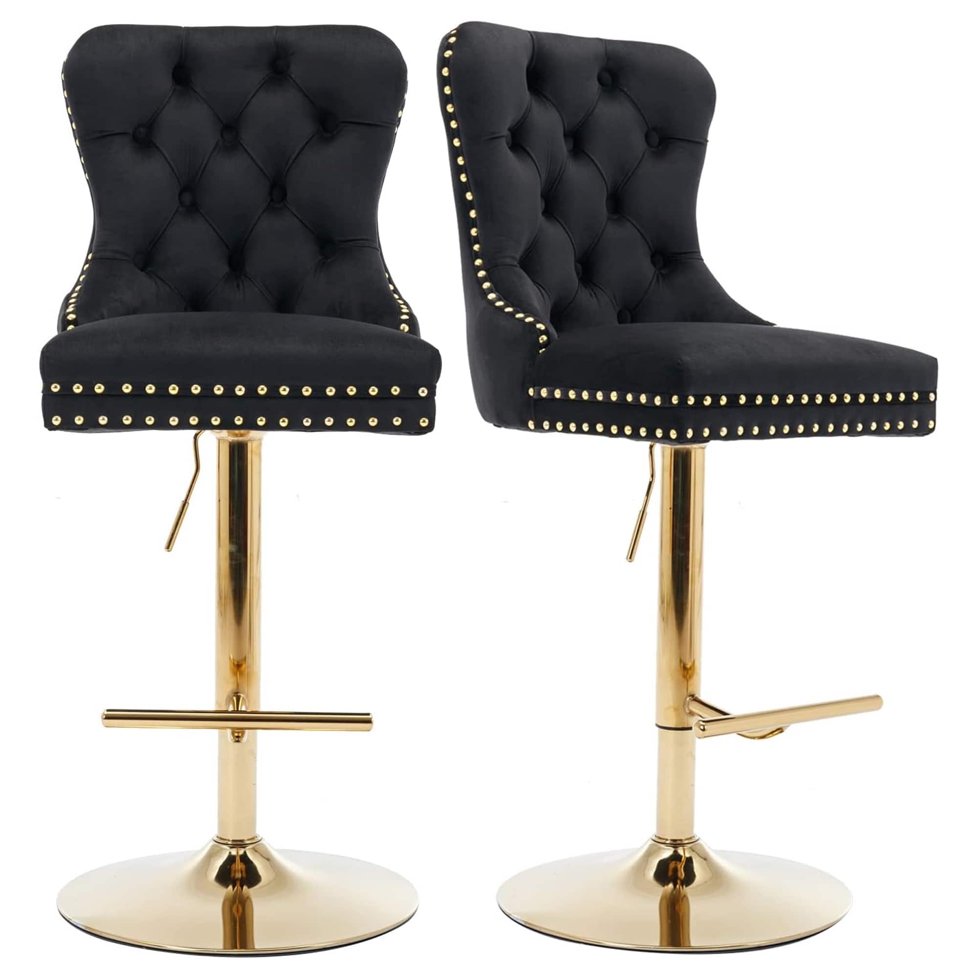 S-Tools HTUTWOO - Velvet Bar Stools Set of 2, Adjustable Barstools ...