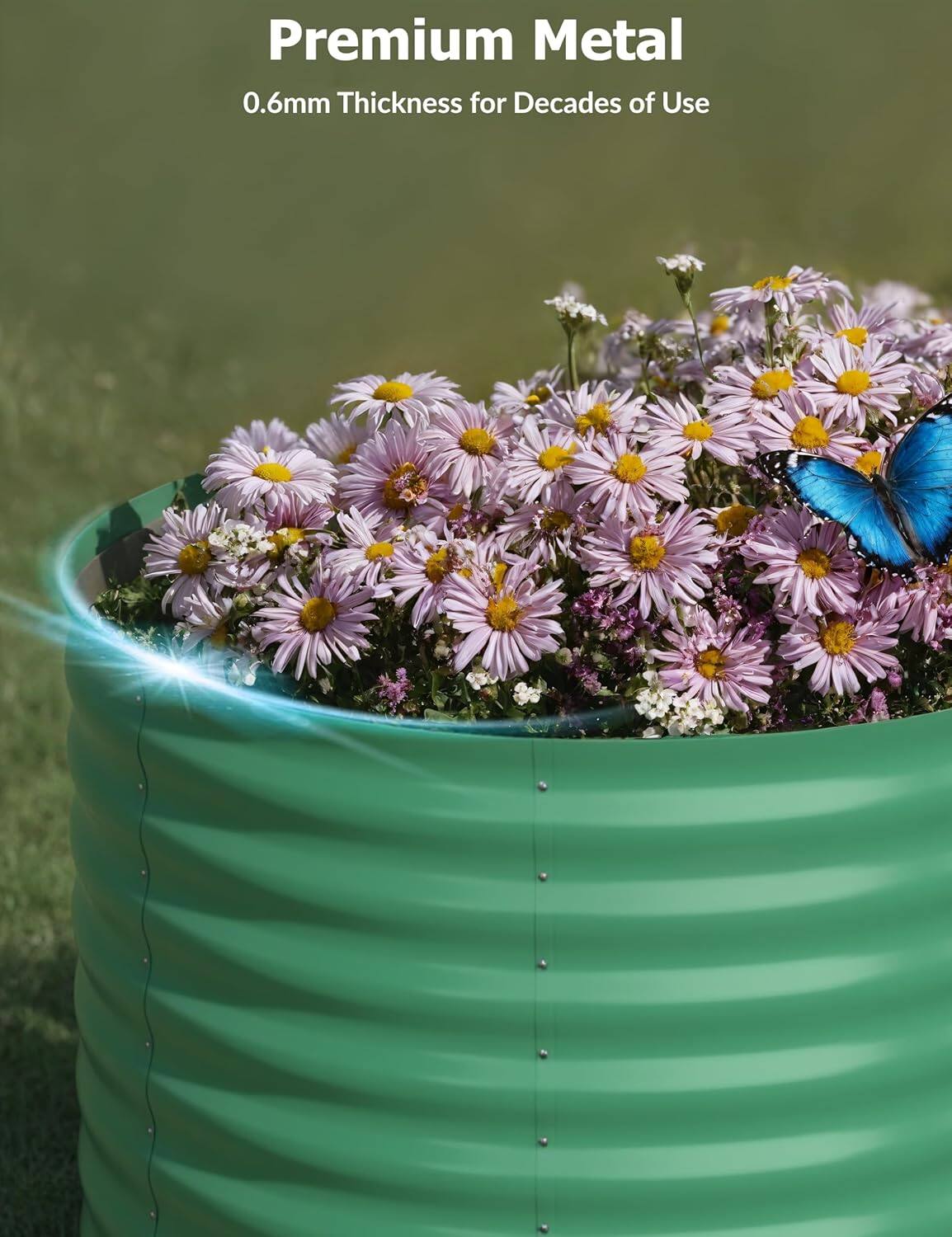 Acekool 2 Pack Galvanized Raised Garden Beds, 4x2x2ft Heavy Duty Metal ...