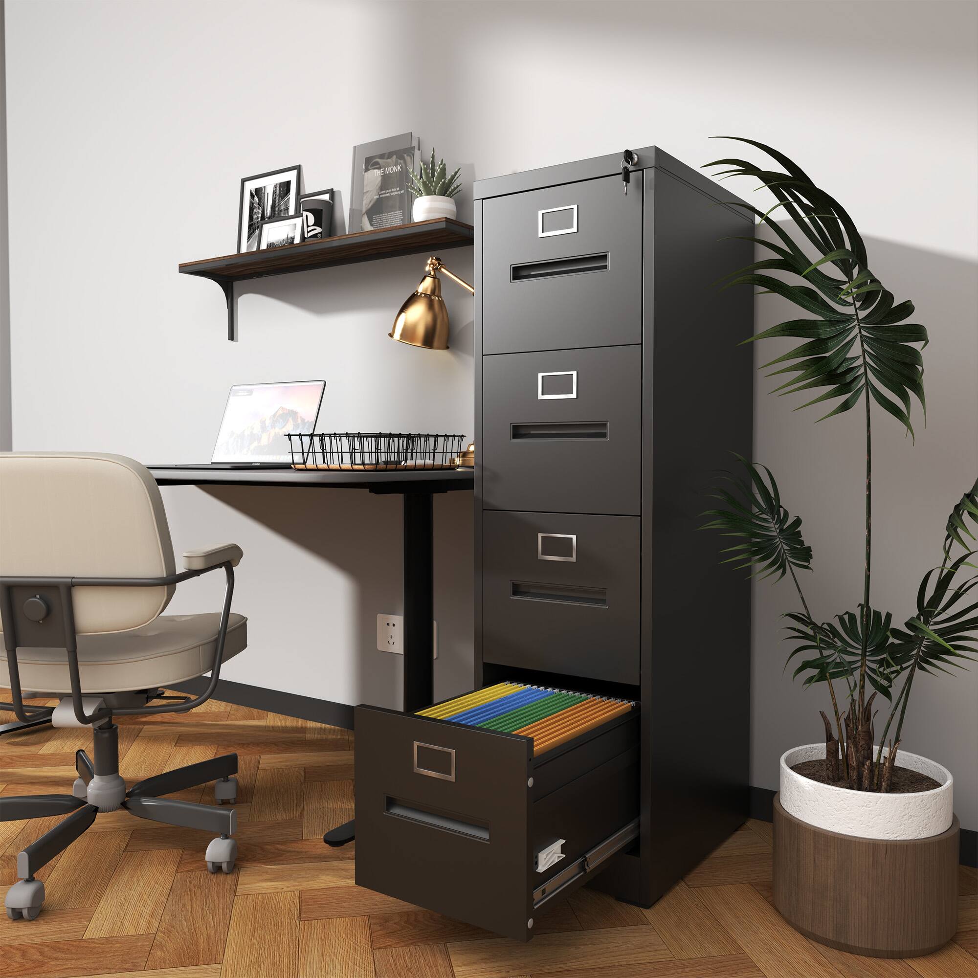 Ecooso 4 Drawer Metal Vertical File Cabinet with Lock, Office File ...