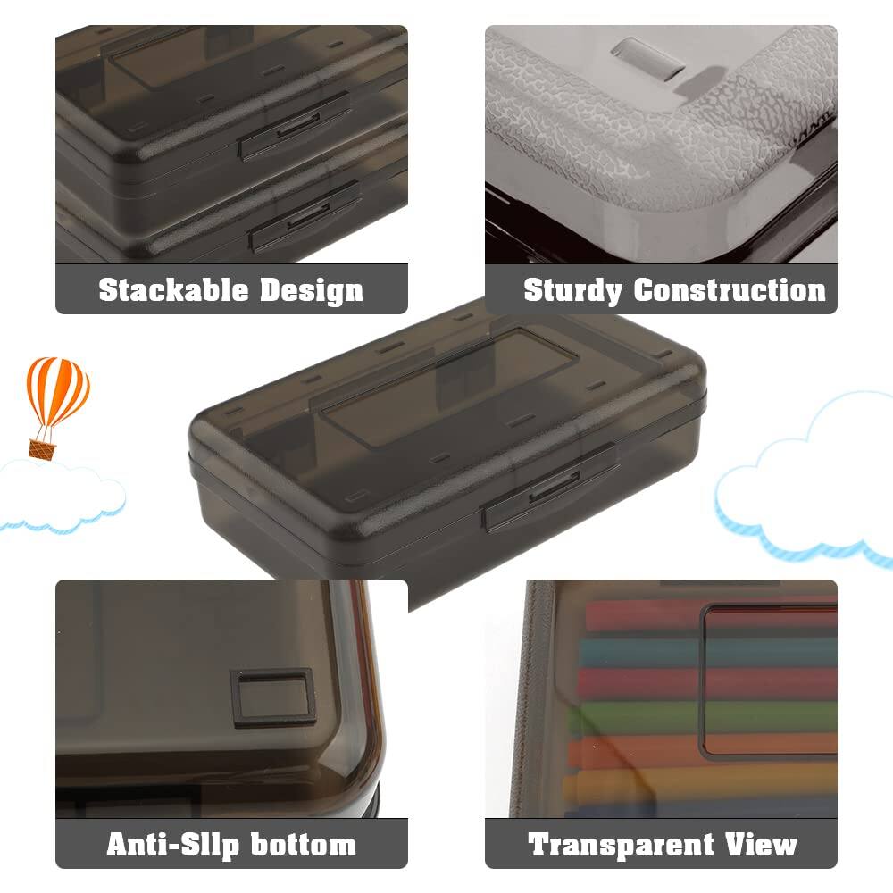 Dapper Styles Pencil Box Capacity Case Hard Crayon With Lid Stackable ...