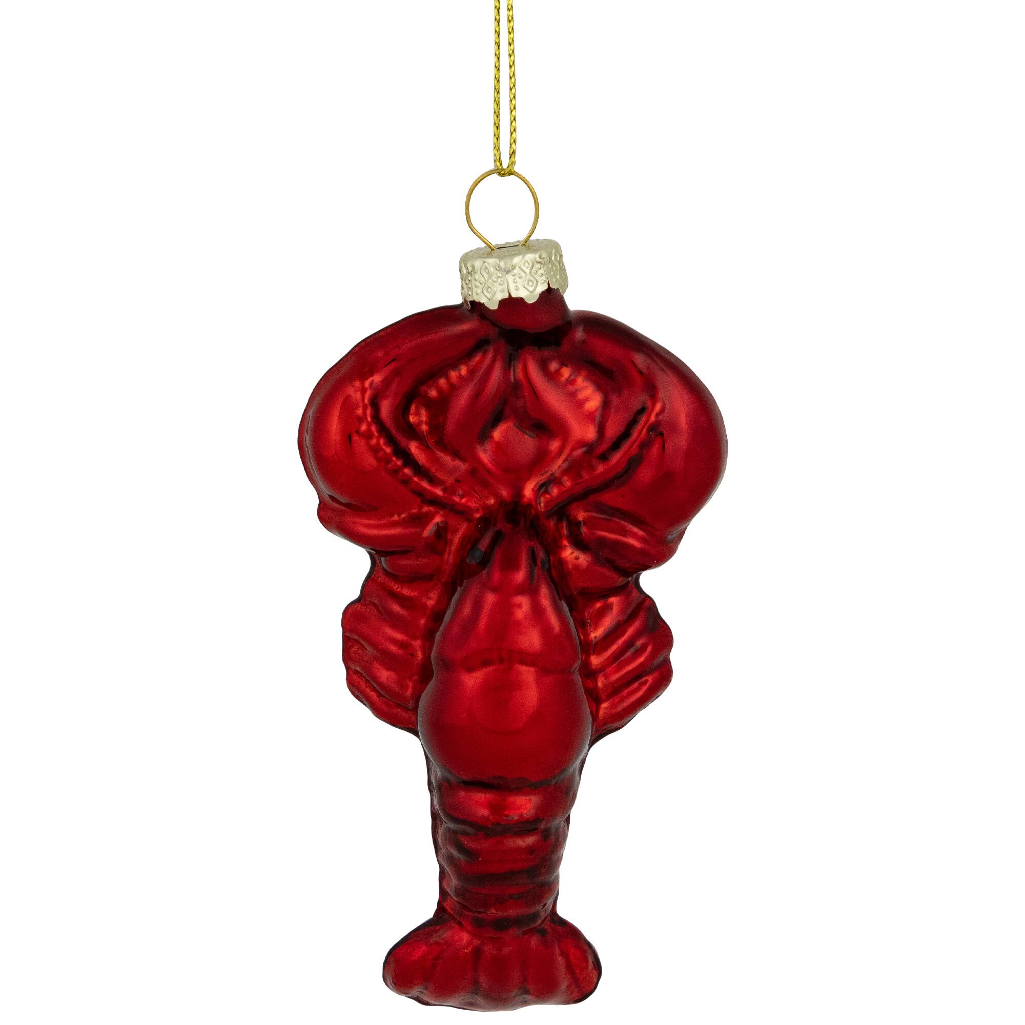 Northlight Shiny Lobster Glass Christmas Hanging Ornament 3.5" Dark Red ...