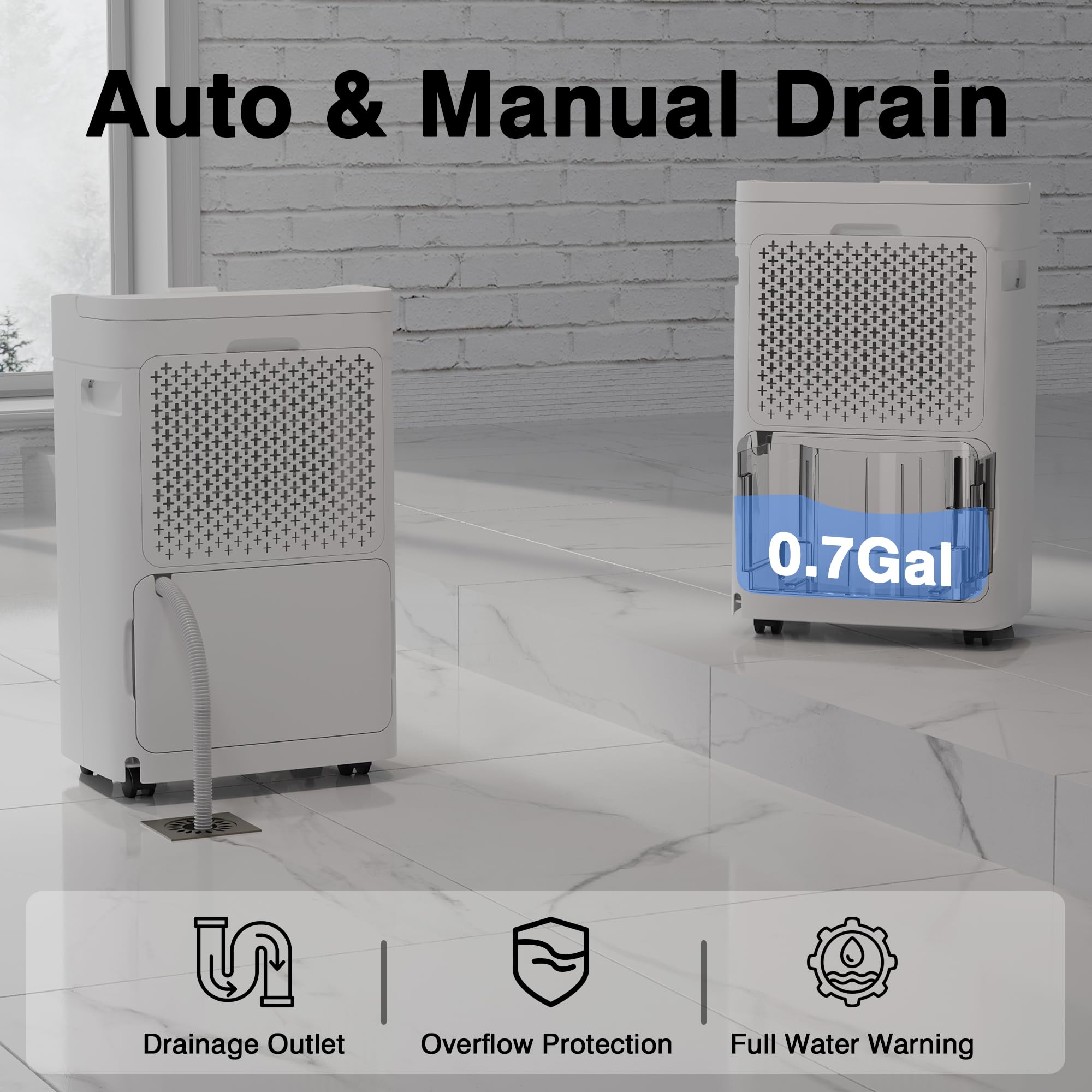 Airplus 32 Pint Dehumidifier with Drain Hose, 2.8L Tank, Quiet ...