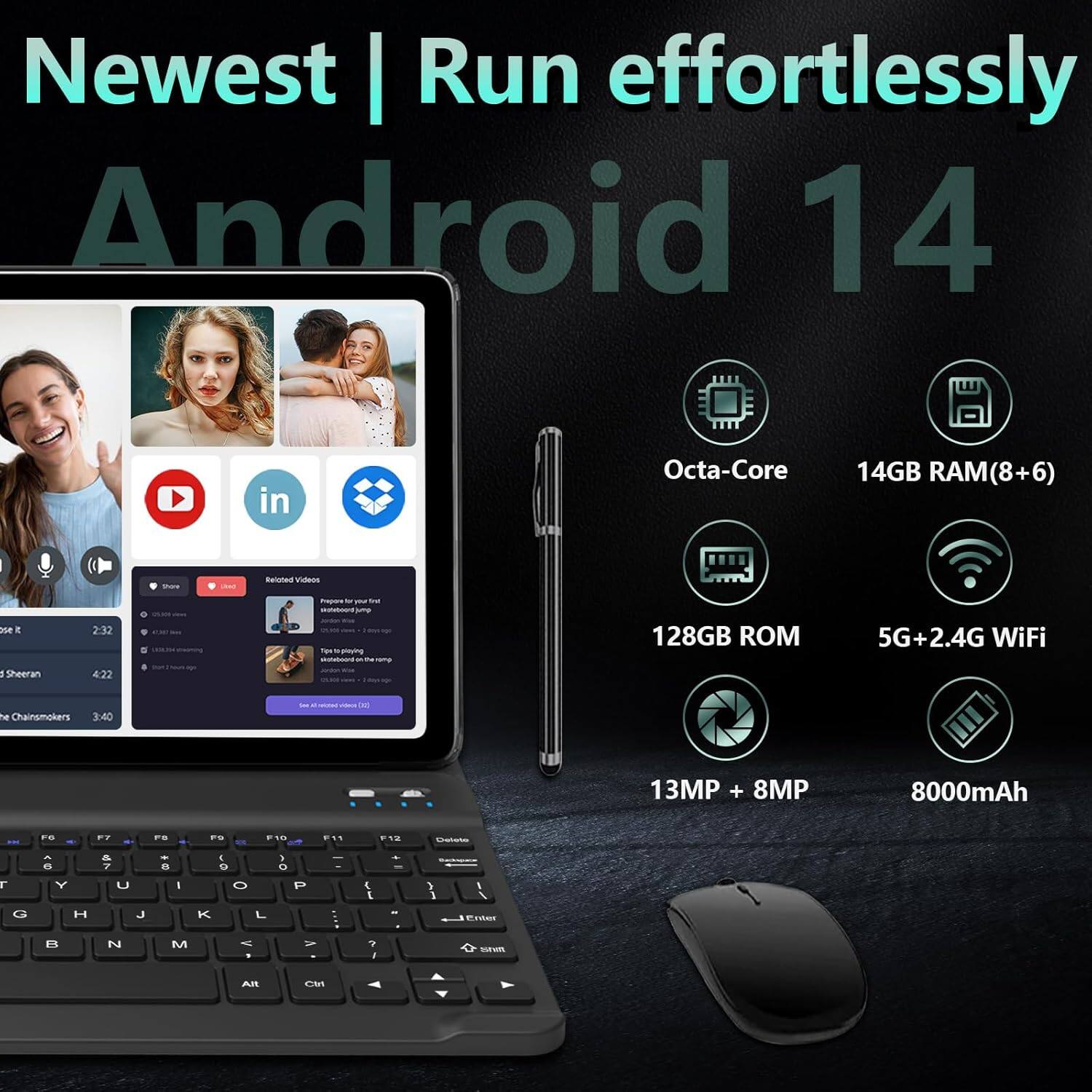 ANTEMPER Android Tablet 10 Inch, 4G Cellular Tablets, Octa Core, 128GB ...
