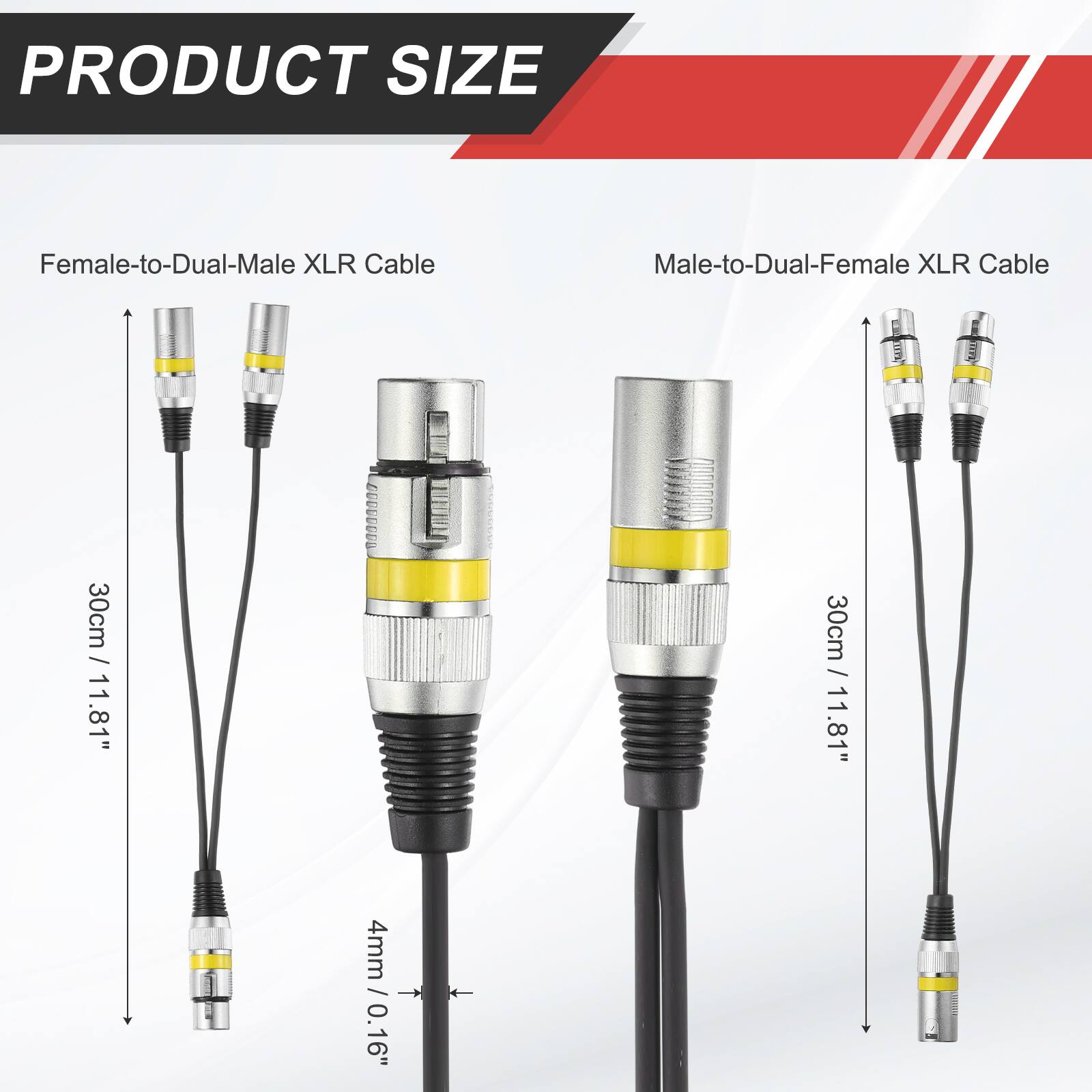 Unique Bargains 2pcs XLR Splitter Cable, 1F to 2M & 1M to 2F Y Cables ...