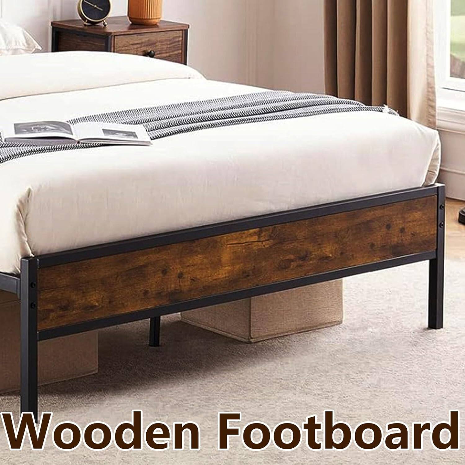 Jojoka Farmhouse Queen Bed Frame with Headboard & Footboard, Metal ...