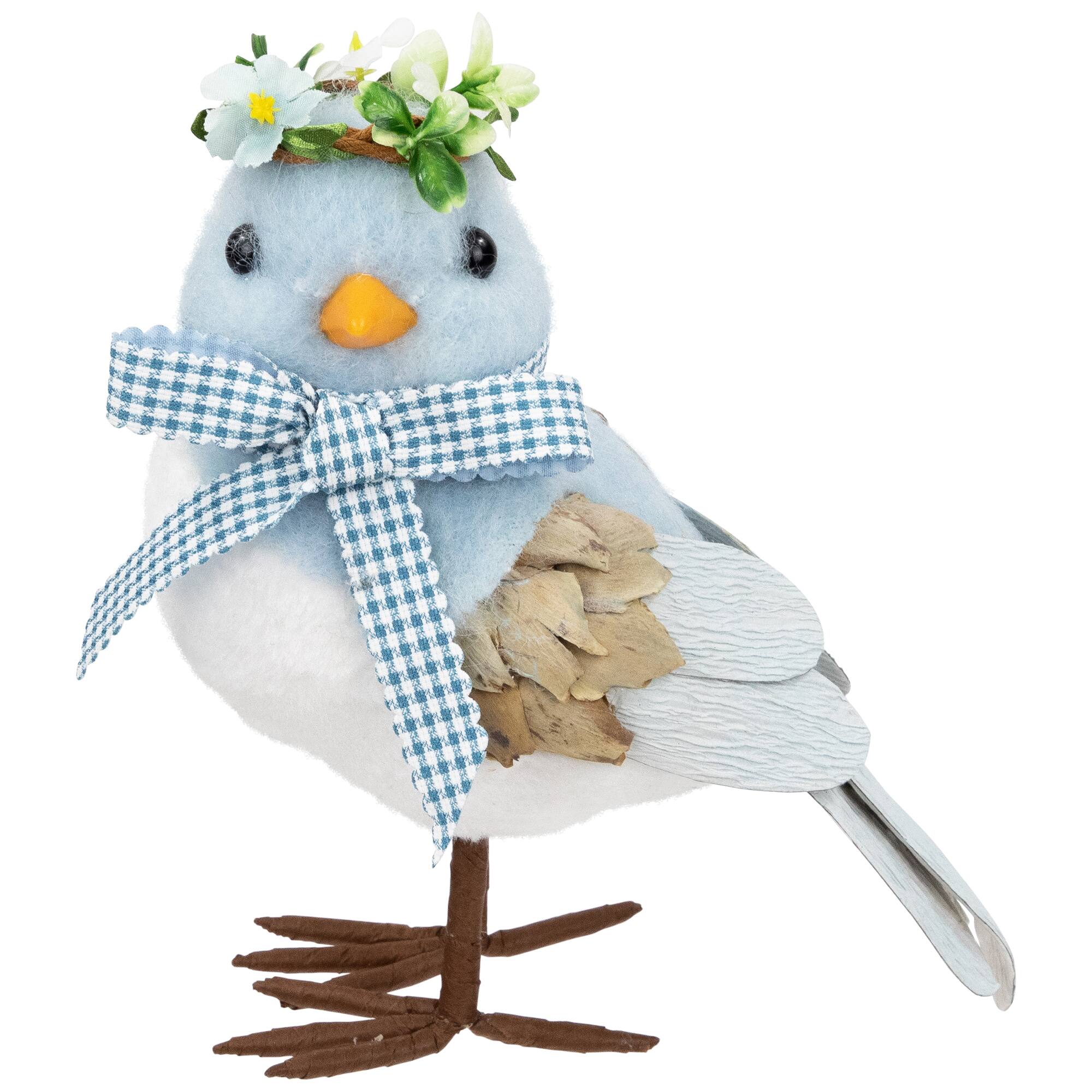 Northlight Plush Bluebird with Gingham Bow Easter Figurine 7.25" Blue ...