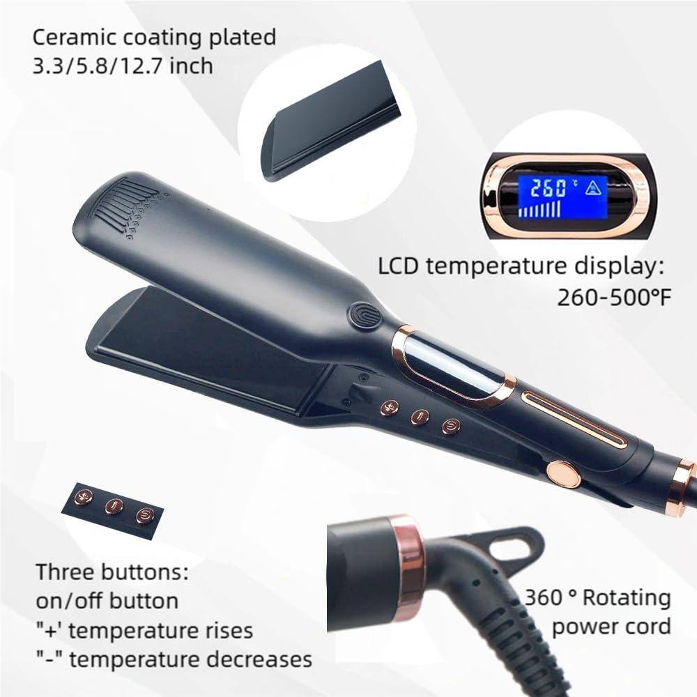 Dazzling Pops Wide Flat Iron Titanium Straightener Digital Display To Accurately Control For ...