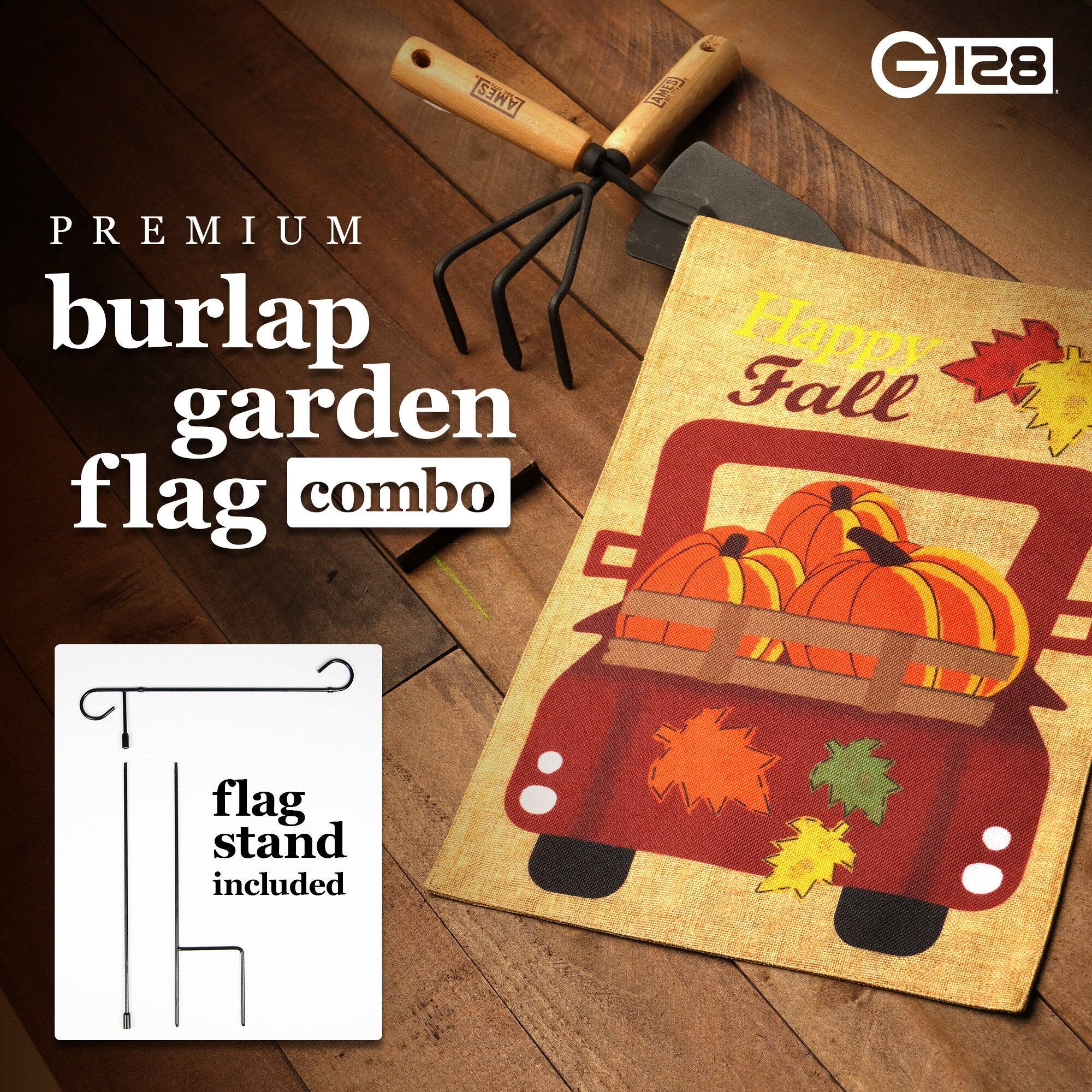 G128 Combo Pack: 36 x 16 in Garden Flag Stand & 12 x 18 in Double Sided ...