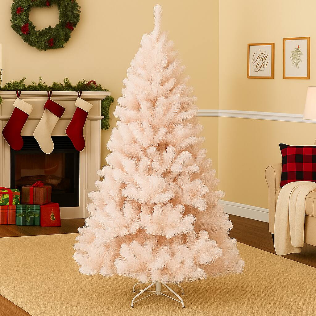 BreeBe Lush Hinged Artificial Fir Tree – 6ft 7ft Full Christmas Tree ...