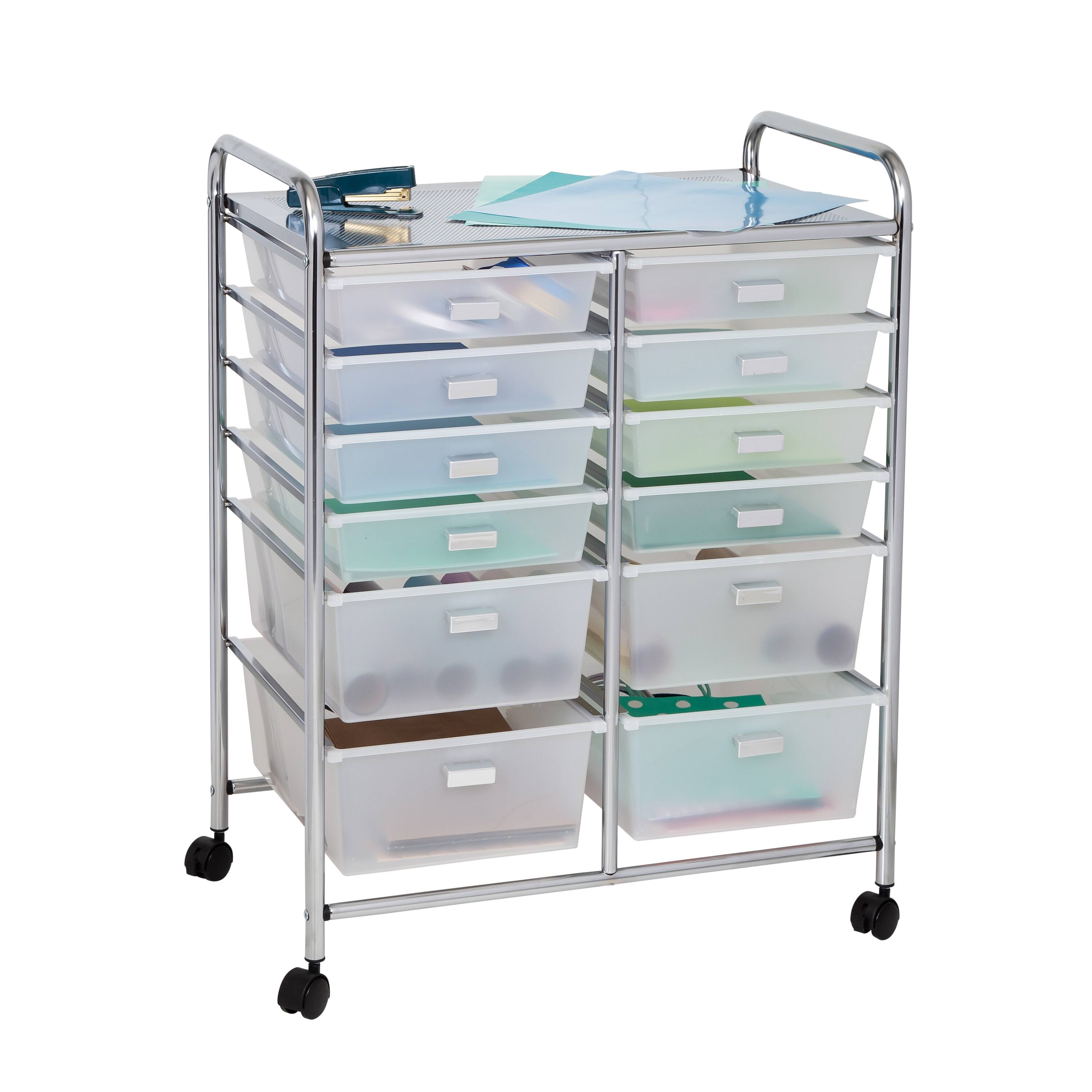 Best Buy: Honey-Can-Do 12-Drawer Rolling Craft Storage Cart Chrome CRT ...