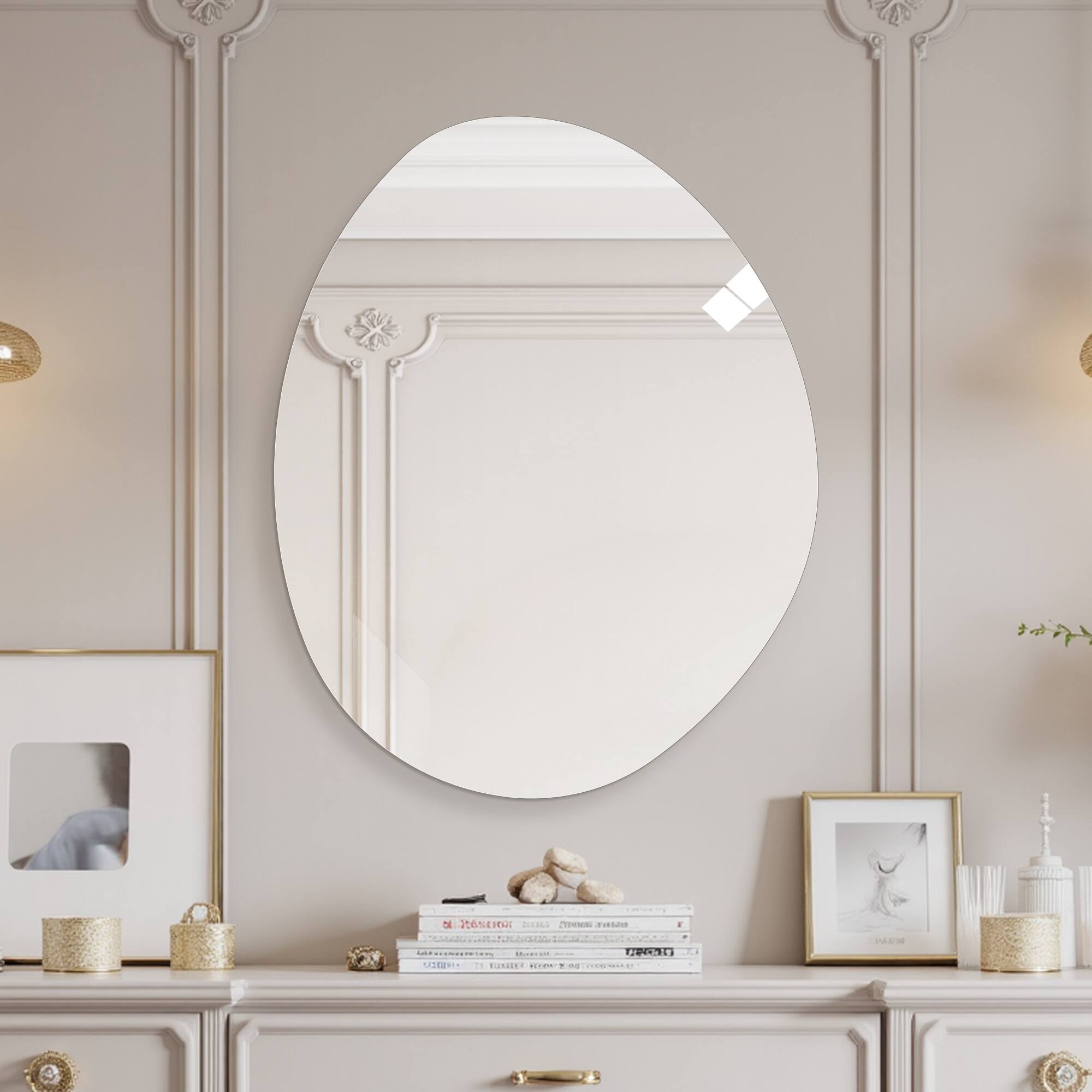Boyel Living 40 by 32 Inch Modern Asymmetrical Bathroom Wall Mirror HD ...