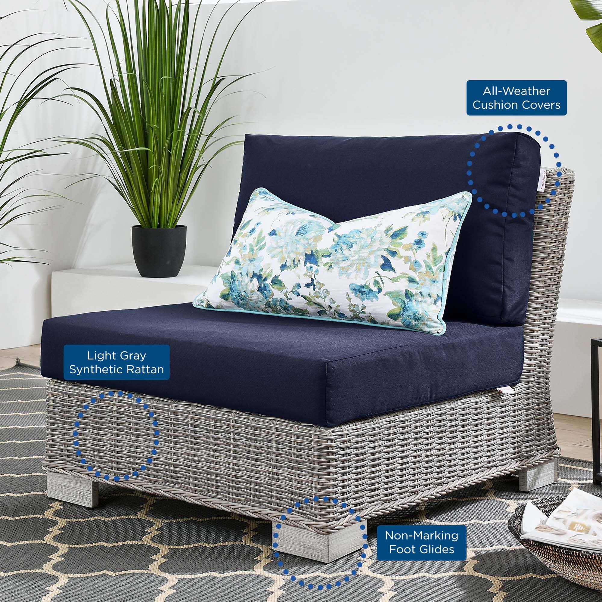 Conway Outdoor Patio Wicker Rattan Armless Chair by Modway Light Gray ...