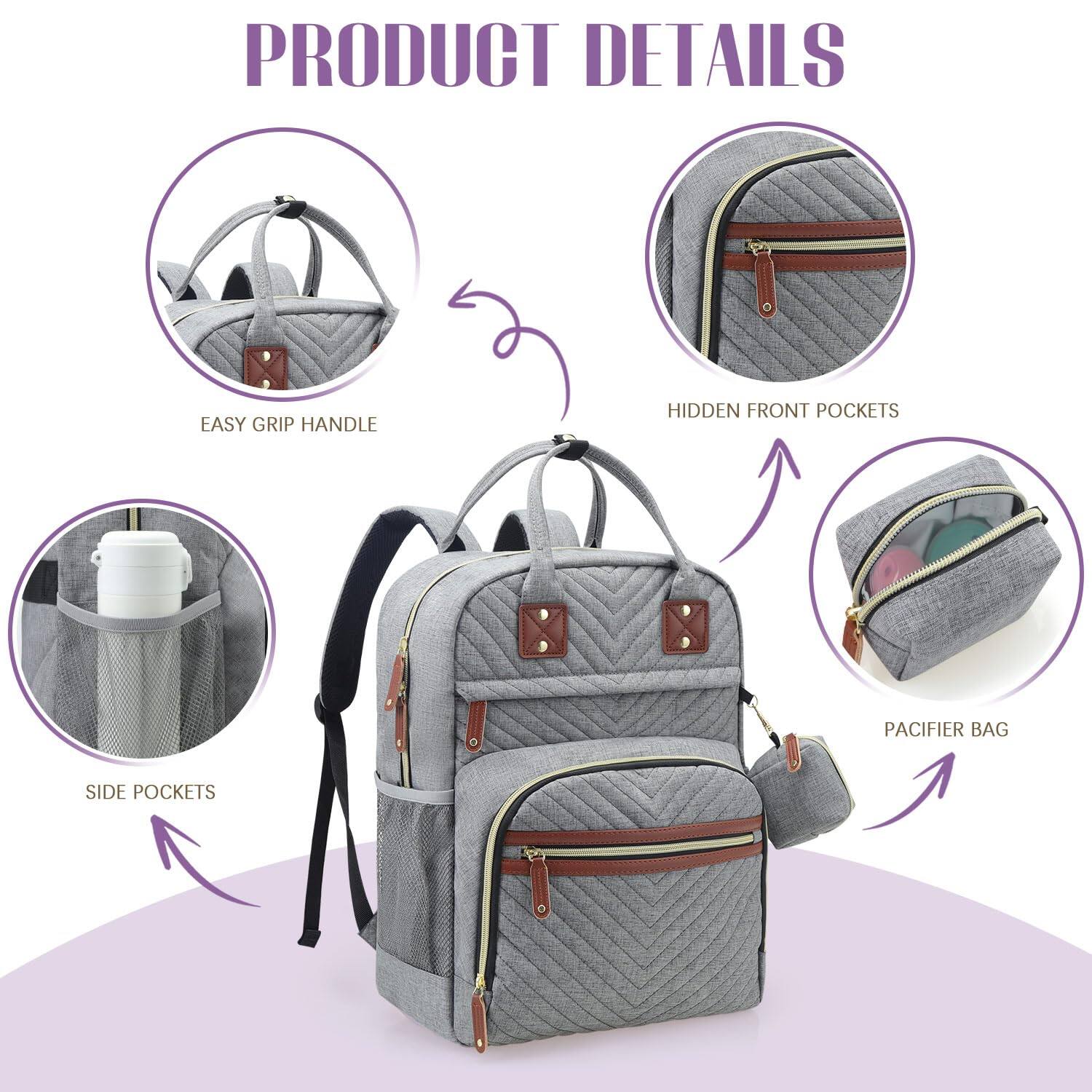 Pacoar Cade Diaper Bag Backpack Travel Tote Multi Function Waterproof ...