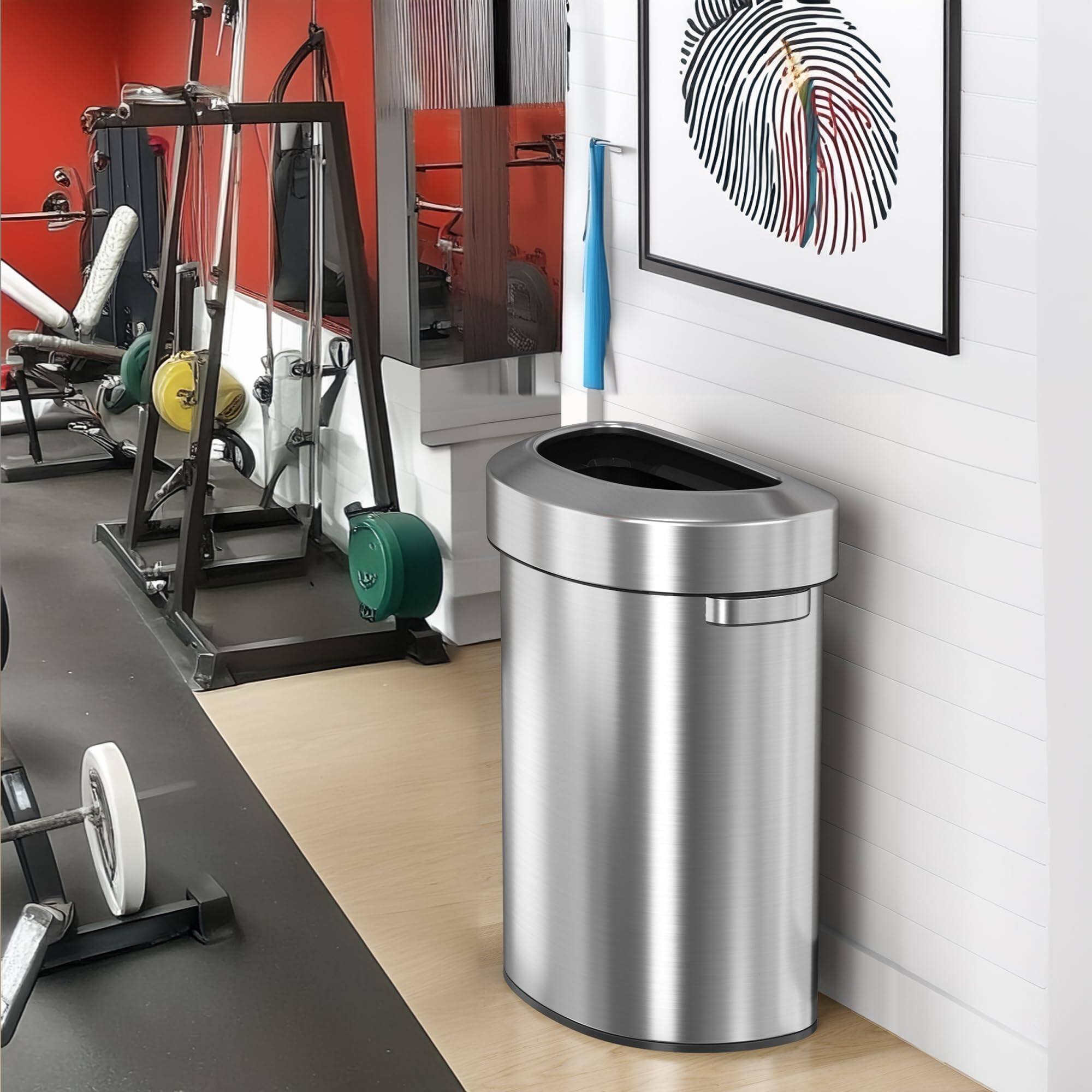 HLS Commercial Open Top Trash Can, Half Round, 18 gal, Plastic ...