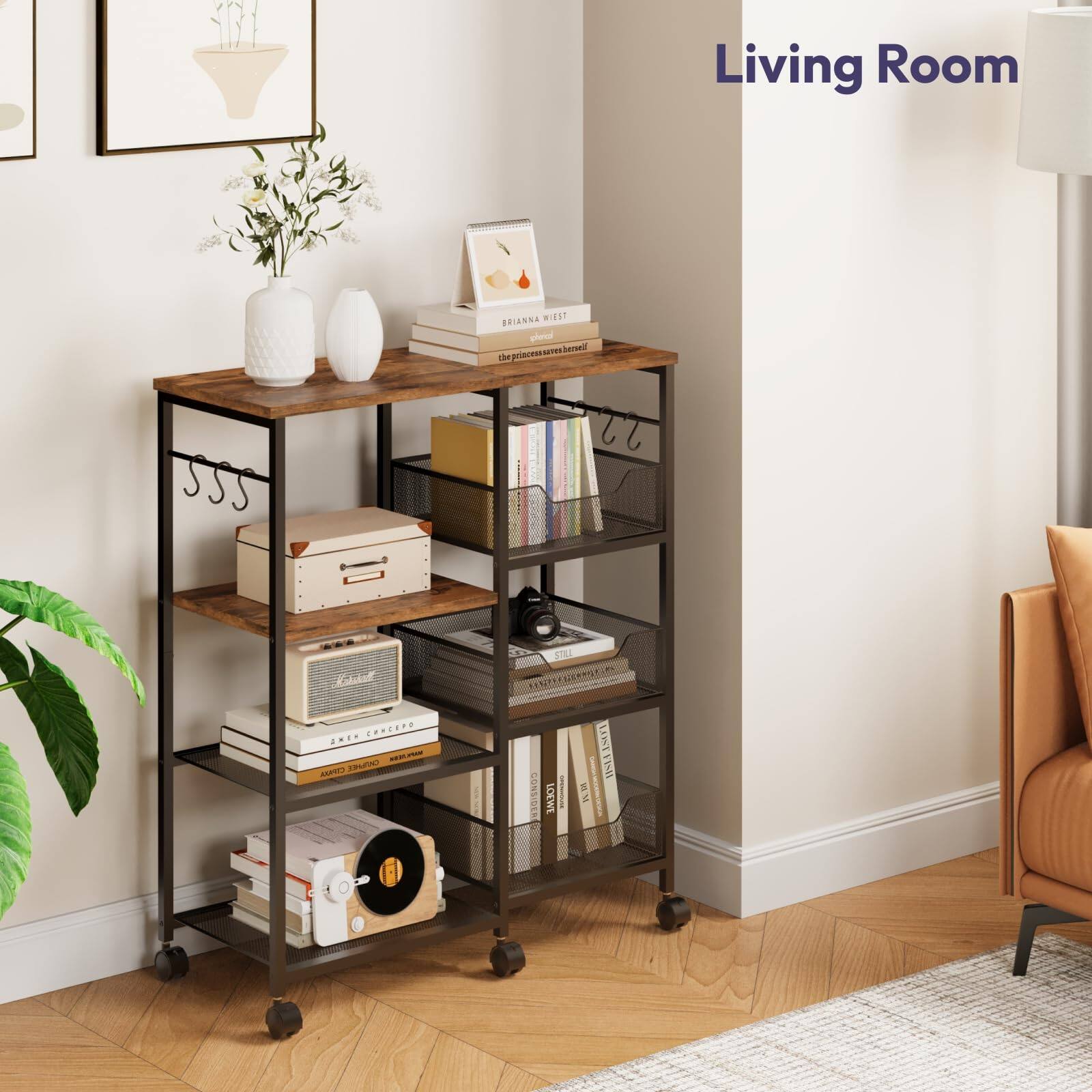 JETRANSPORT Kitchen Island Cart On Wheels 4 Tier Rolling Table With ...