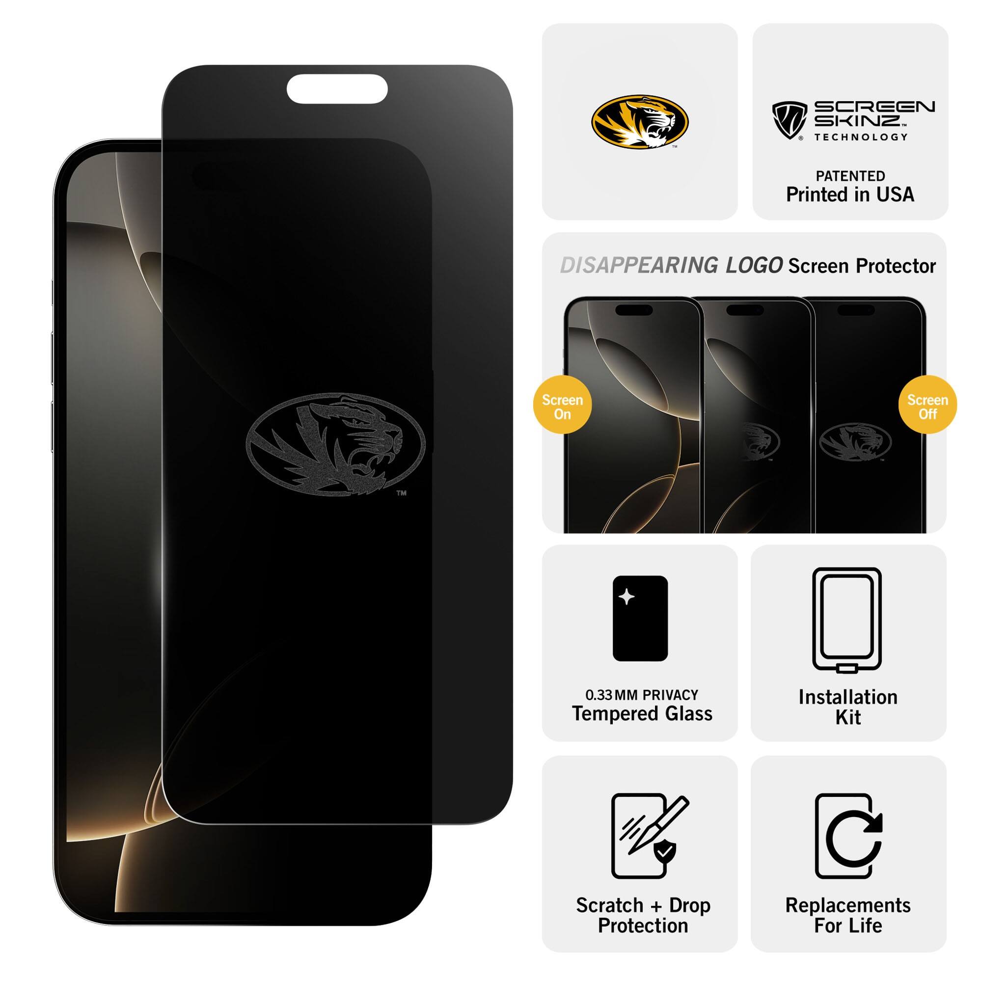 Screen Skinz NCAA Missouri Tigers iPhone Privacy Screen Protector 16 ...