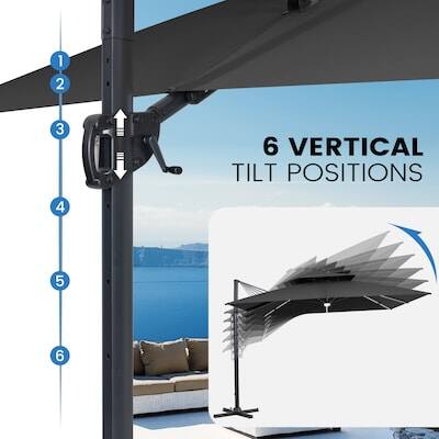 Crestlive Products 11ft Square Aluminum Slide tilt Cantilever Patio ...
