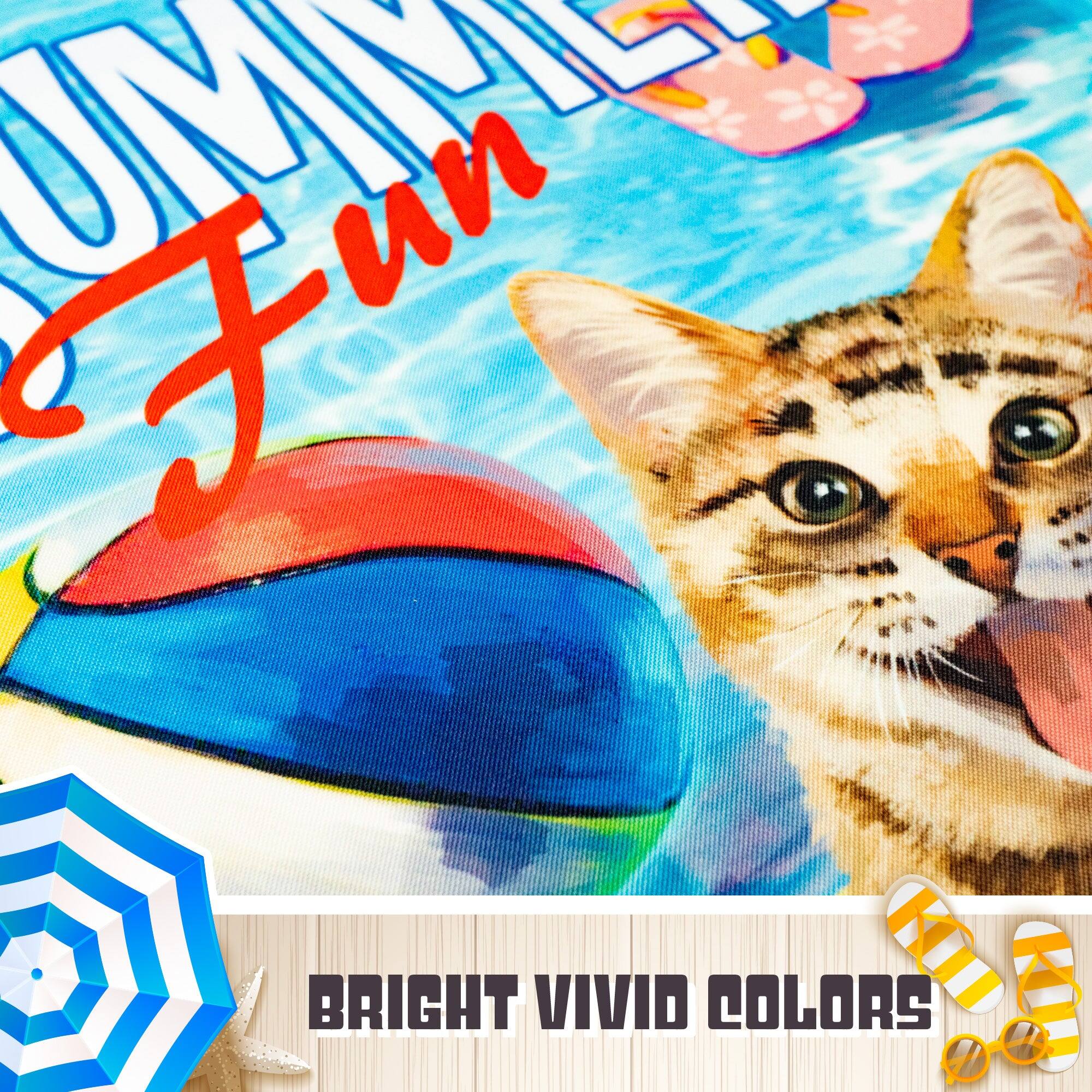 G128 Summer Fun with Cat in Pool Garden Flag 12 x 18 Inch 150D ...
