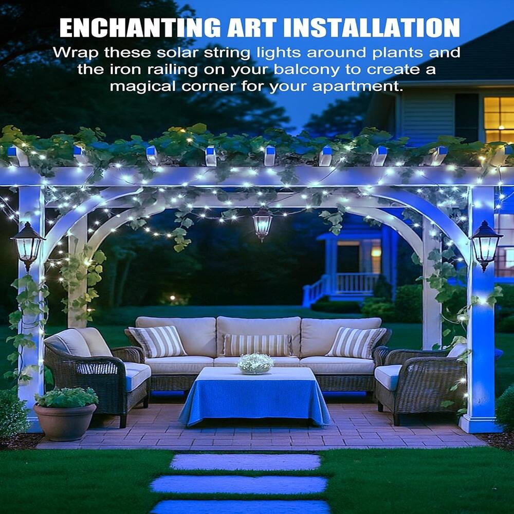 RTMB Outdoor Solar String Lights, 33 Ft. 100 LED Solar Fairy Lights, 8 ...