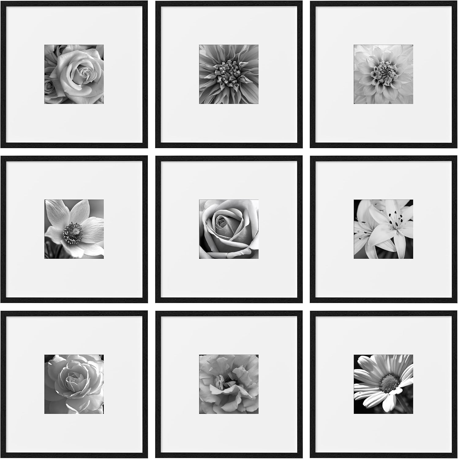 blue 12x12 Picture Frames Set of 9 with Mat for 8x8 Photos or without ...