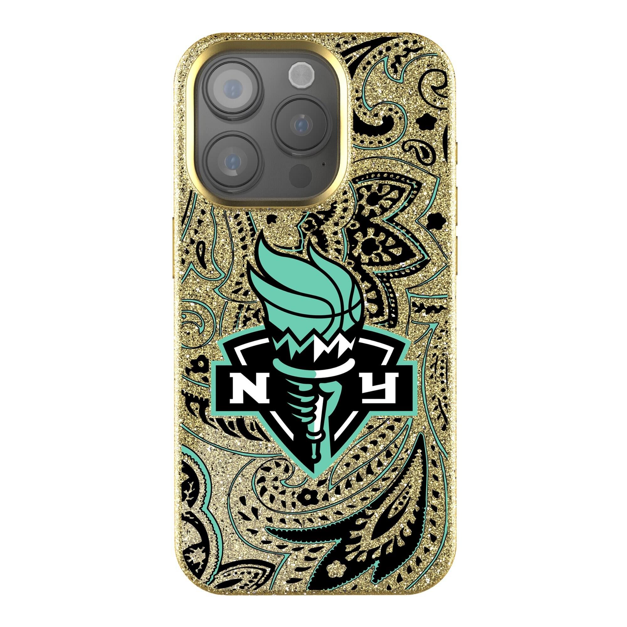 Keyscaper WNBA New York Liberty Paisley Bling iPhone Case 15 Gold ...